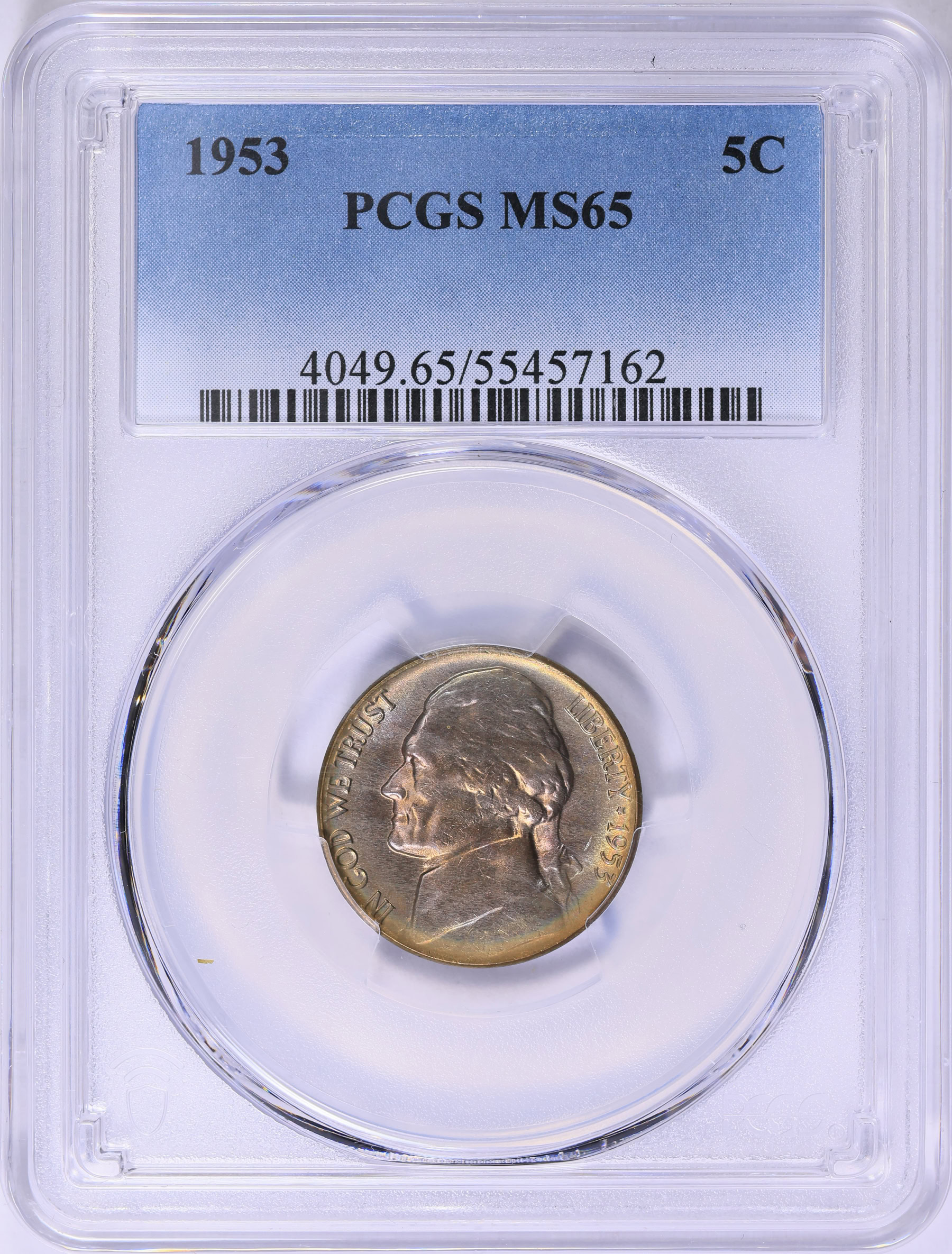 1953 Jefferson Nickel PCGS MS-65 (Toned) (Item 1847334) | GreatCollections Coin Auctions