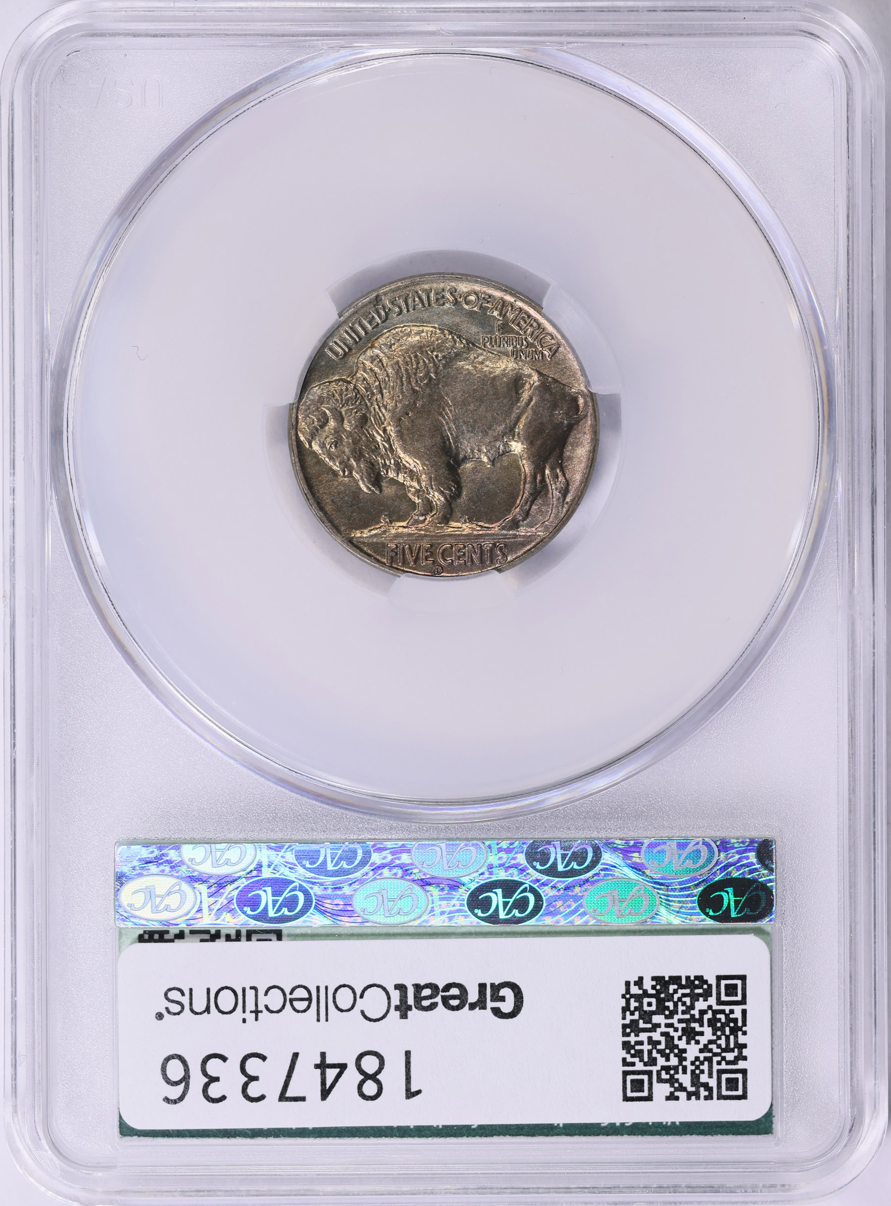 1936-D Buffalo Nickel CACG MS-65 (Toned) (Item 1847336) | GreatCollections Coin Auctions