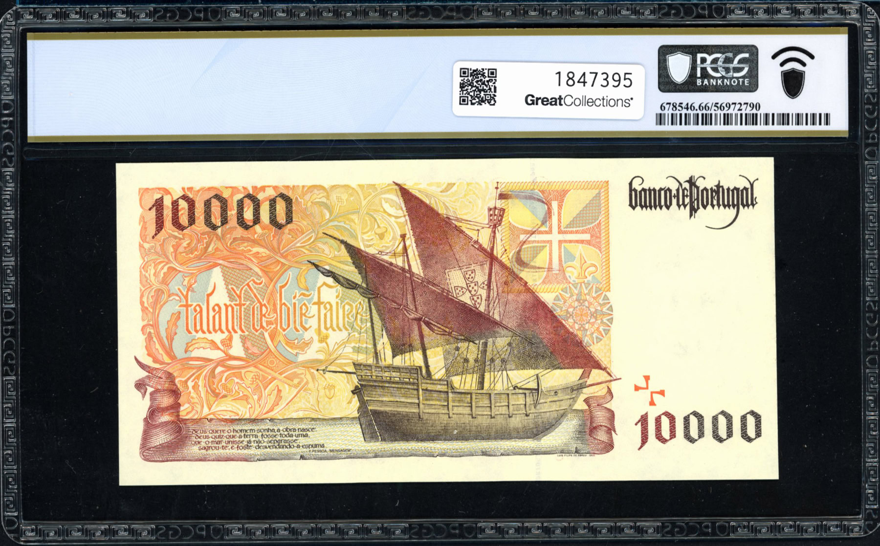 Portugal 1998 10,000 Escudos Banco de Portugal Note SCWPM-191b PCGS ...
