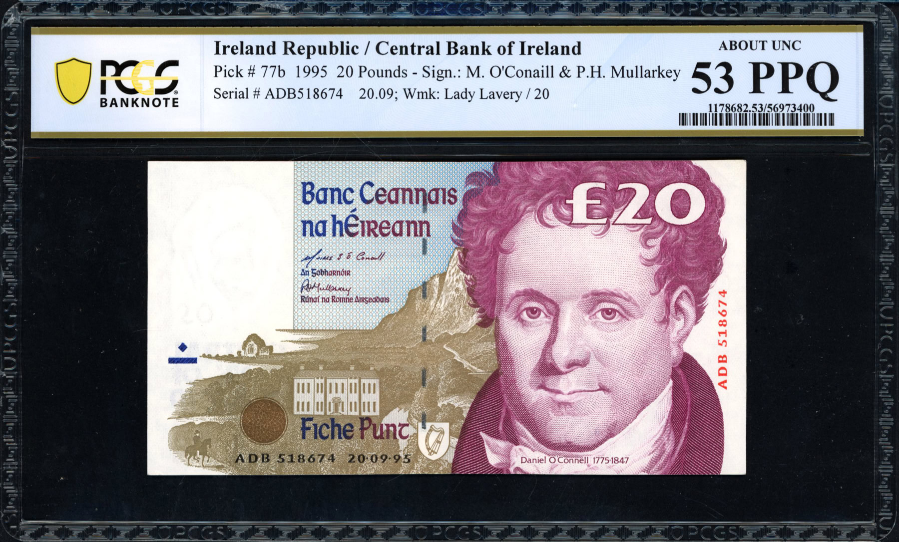 Ireland Republic 1995 £20 Central Bank of Ireland Note SCWPM-77b PCGS ...
