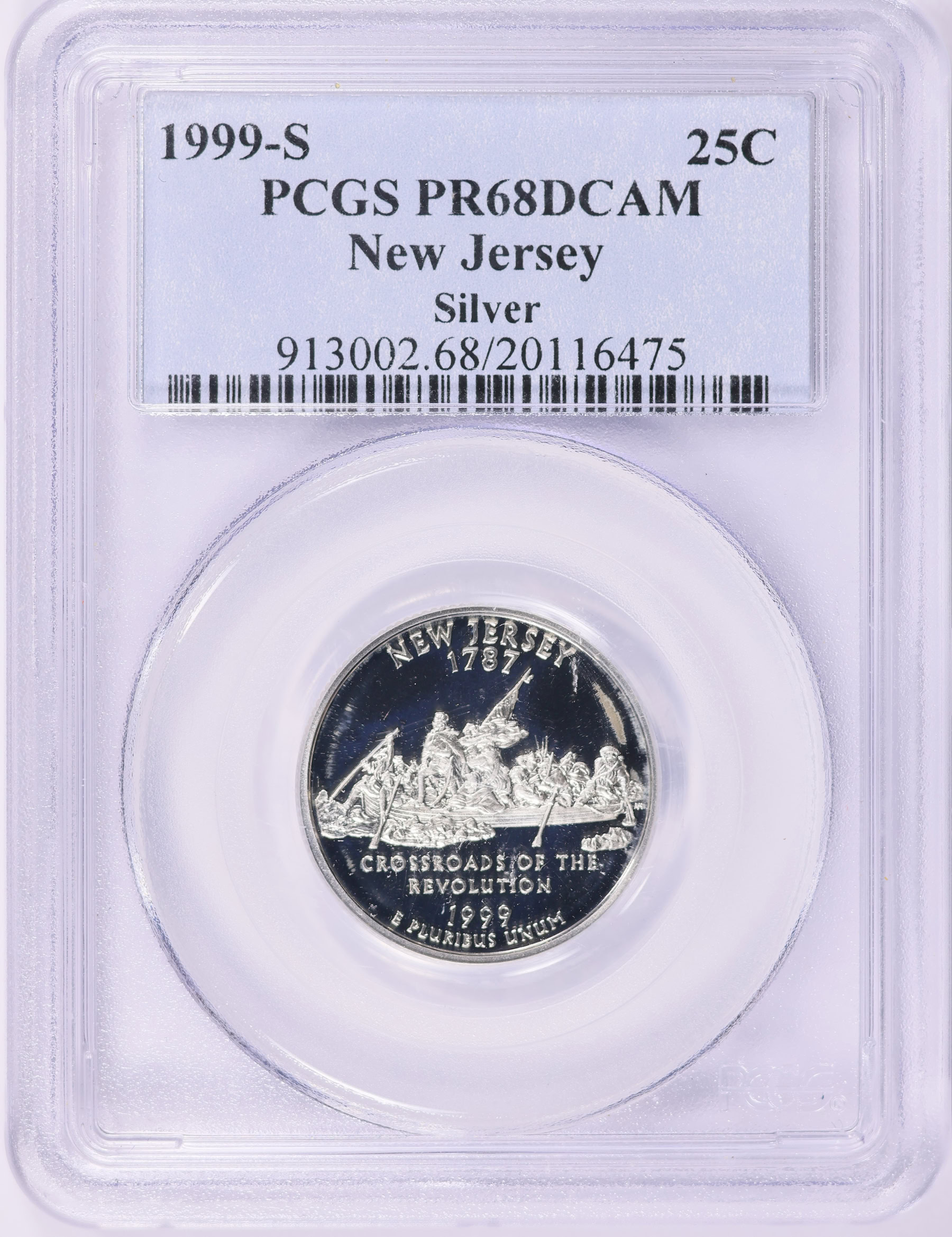 1999-S State Quarter New Jersey Silver PCGS Proof-68 DCAM (Item 1847485) | GreatCollections Coin ...