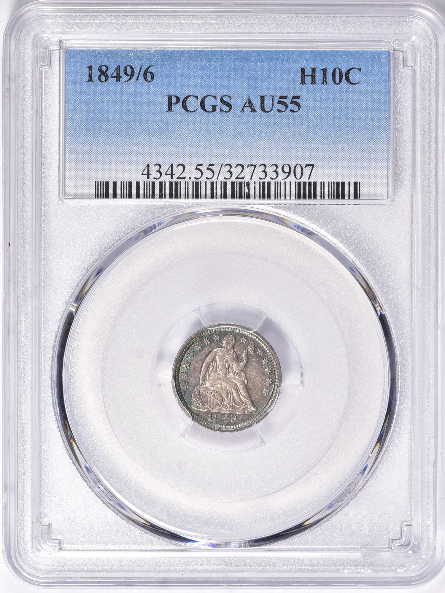 1849/6 Seated Liberty Half Dime PCGS AU-55 (Toned) (Item 1847492) | GreatCollections Coin Auctions
