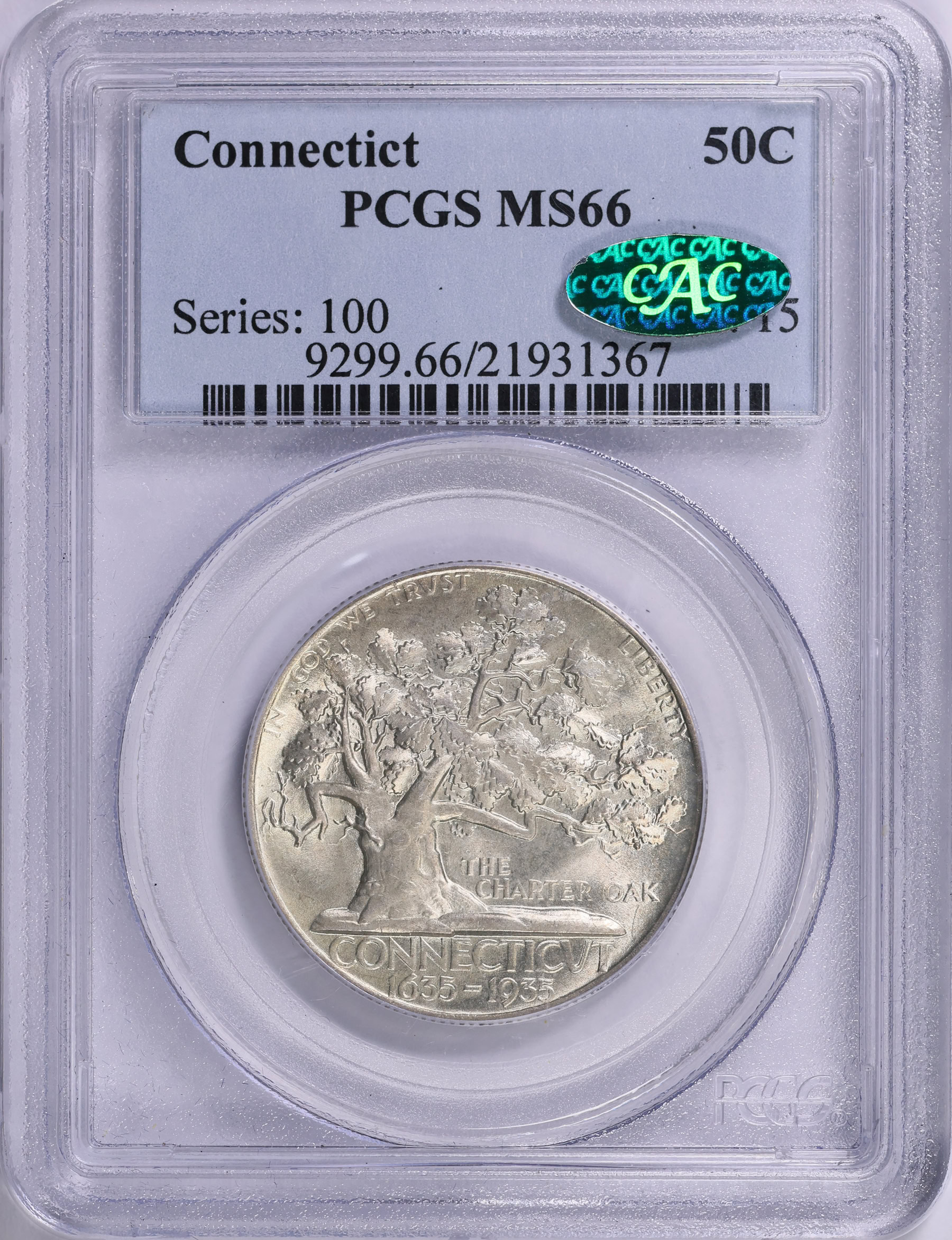 1935 Connecticut Tercentenary Half Dollar PCGS MS-66 (CAC Green) (Item 1847539 ...