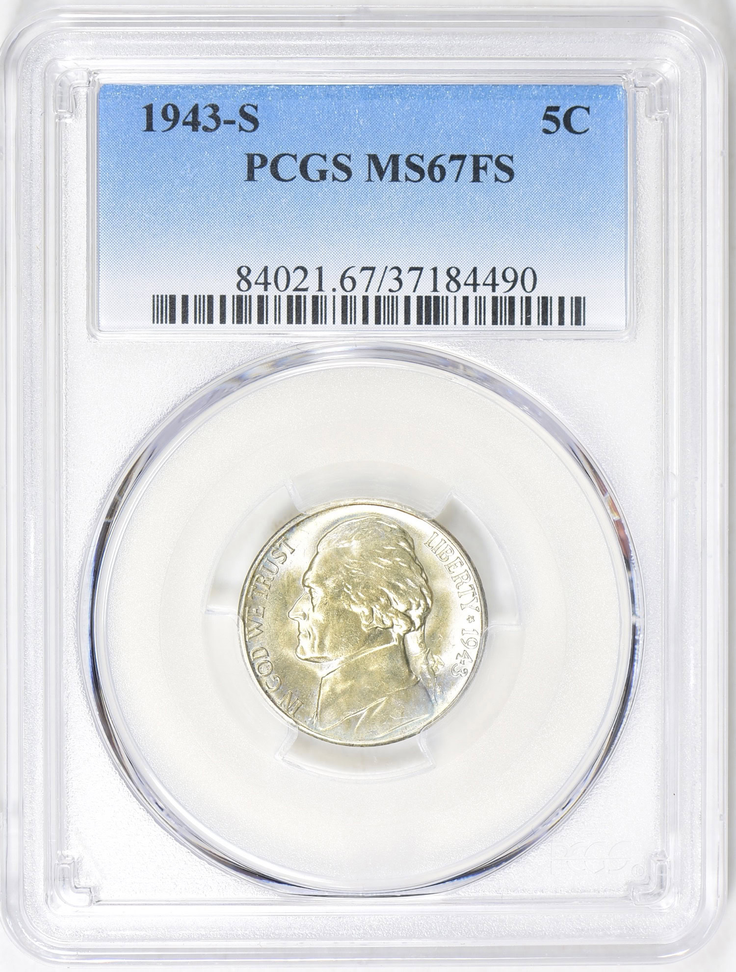 1943-S Jefferson Nickel PCGS MS-67 FS (Item 1847549) | GreatCollections Coin Auctions