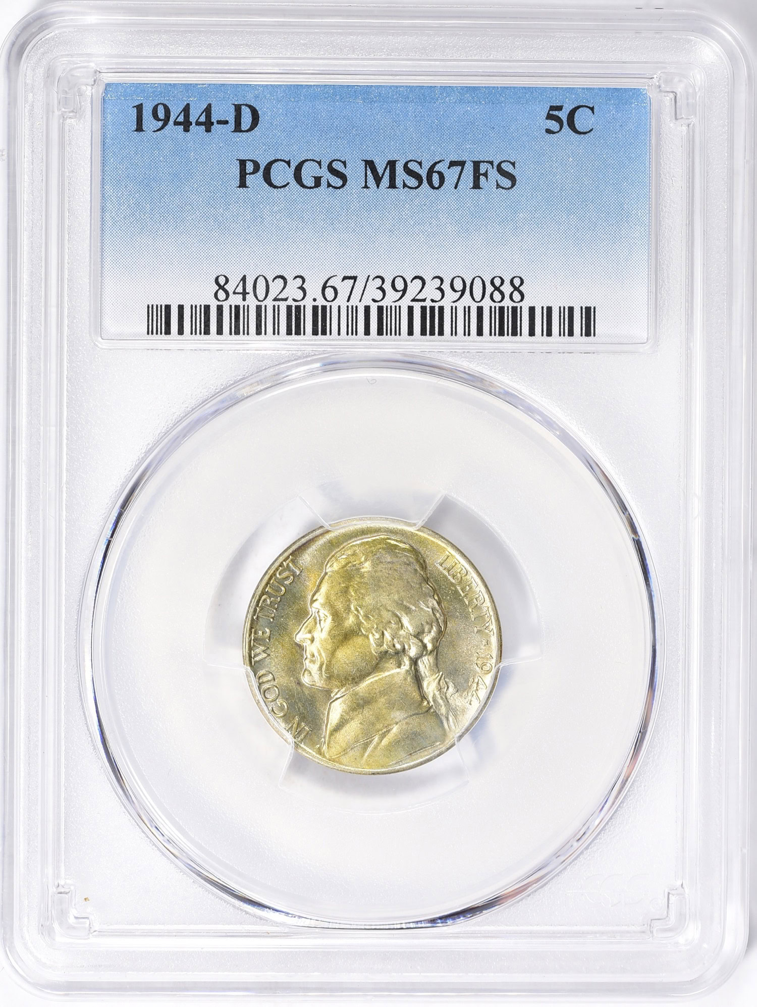 1944-D Jefferson Nickel PCGS MS-67 FS (Item 1847551) | GreatCollections Coin Auctions