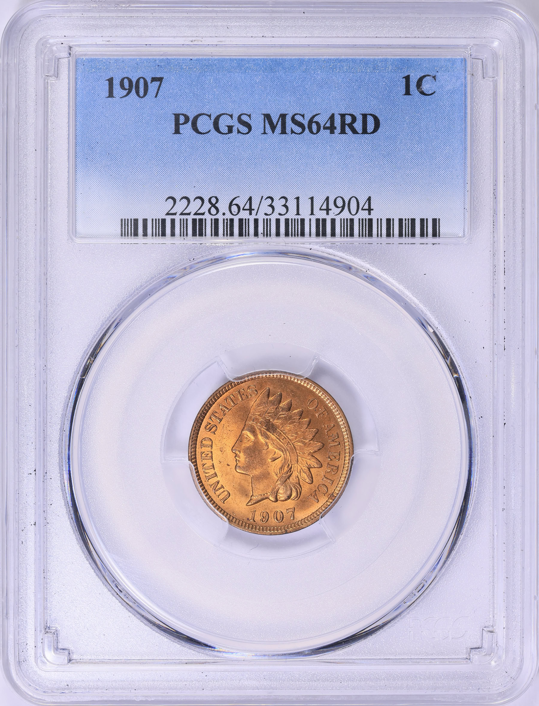1907 Indian Cent PCGS MS-64 RD (Item 1847554) | GreatCollections Coin ...