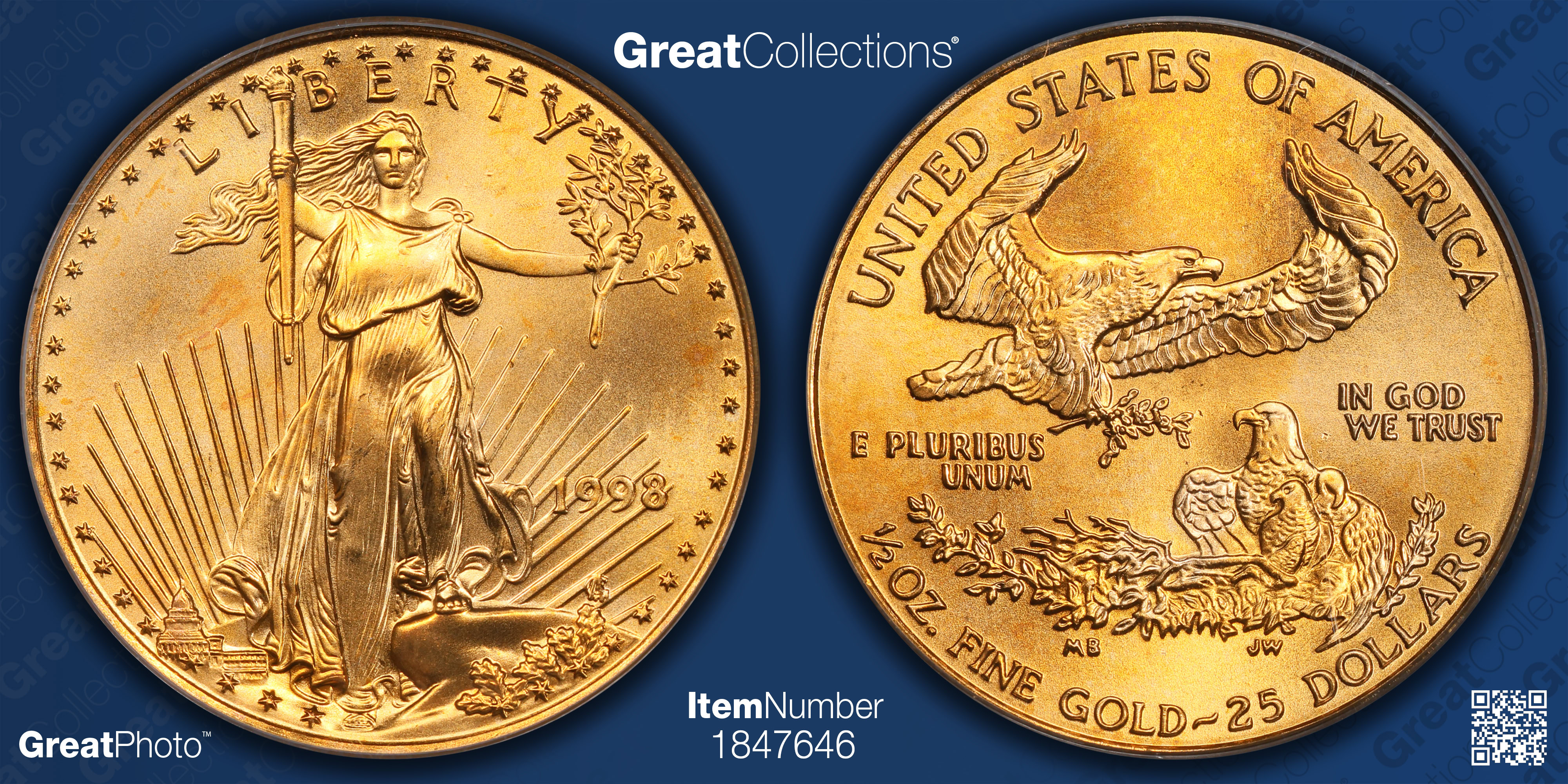 1998 $25 Half-Ounce Gold American Eagle WTC Ground Zero Recovery PCGS ...