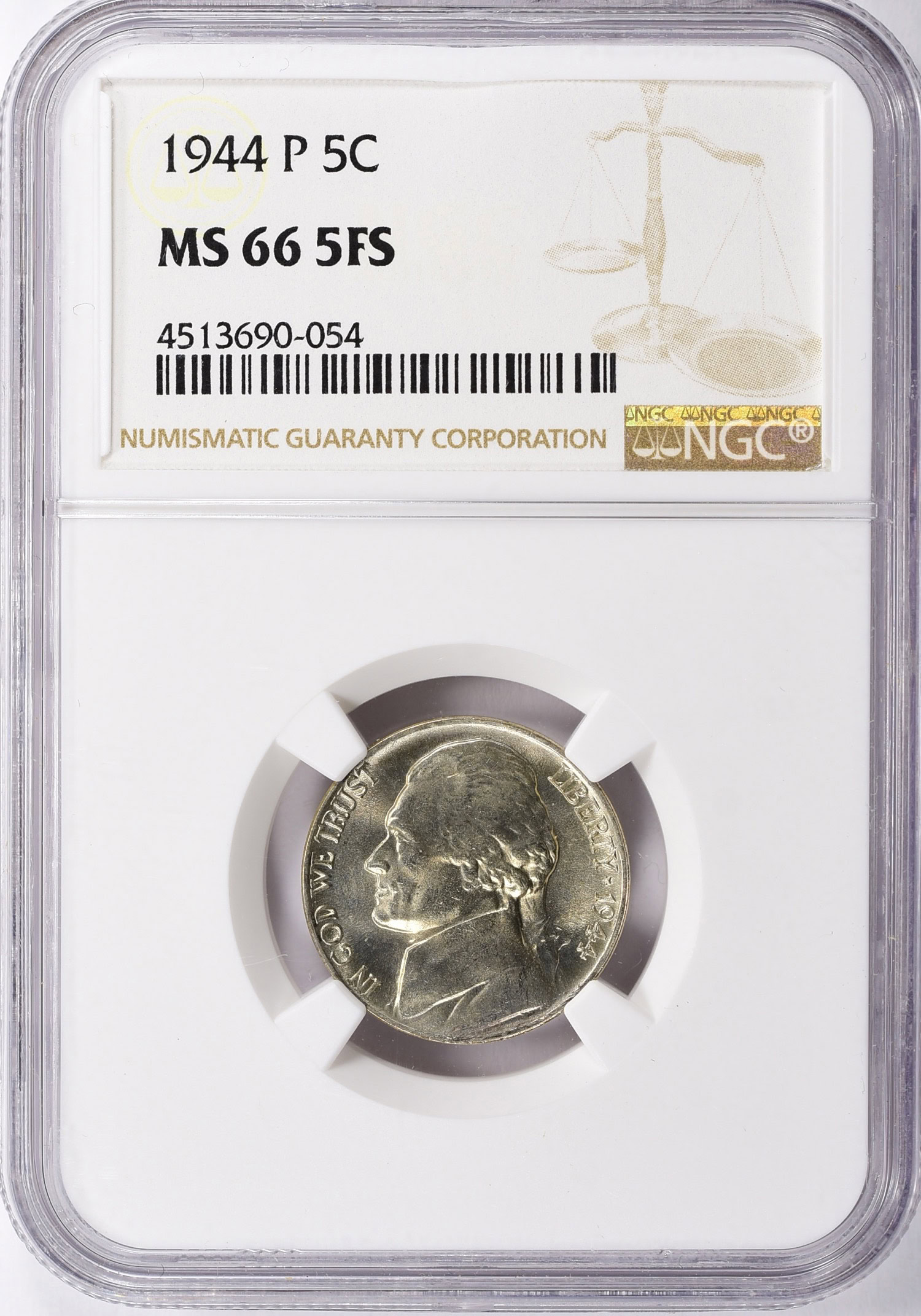 1944-P Jefferson Nickel NGC MS-66 5FS (Item 1847683) | GreatCollections Coin Auctions