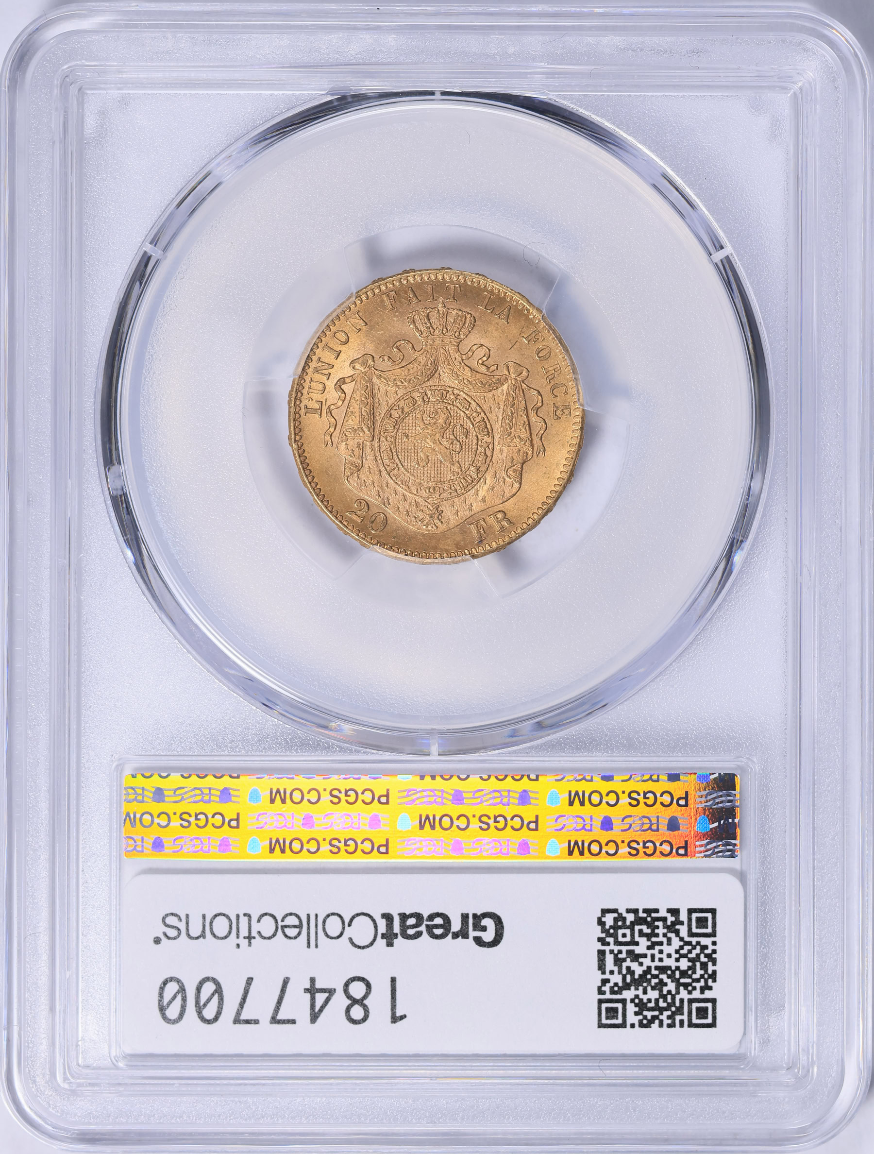 Belgium 1875 Gold 20 Francs KM-37 PCGS MS-64 (AGW = 0.1867 oz.) (Item ...