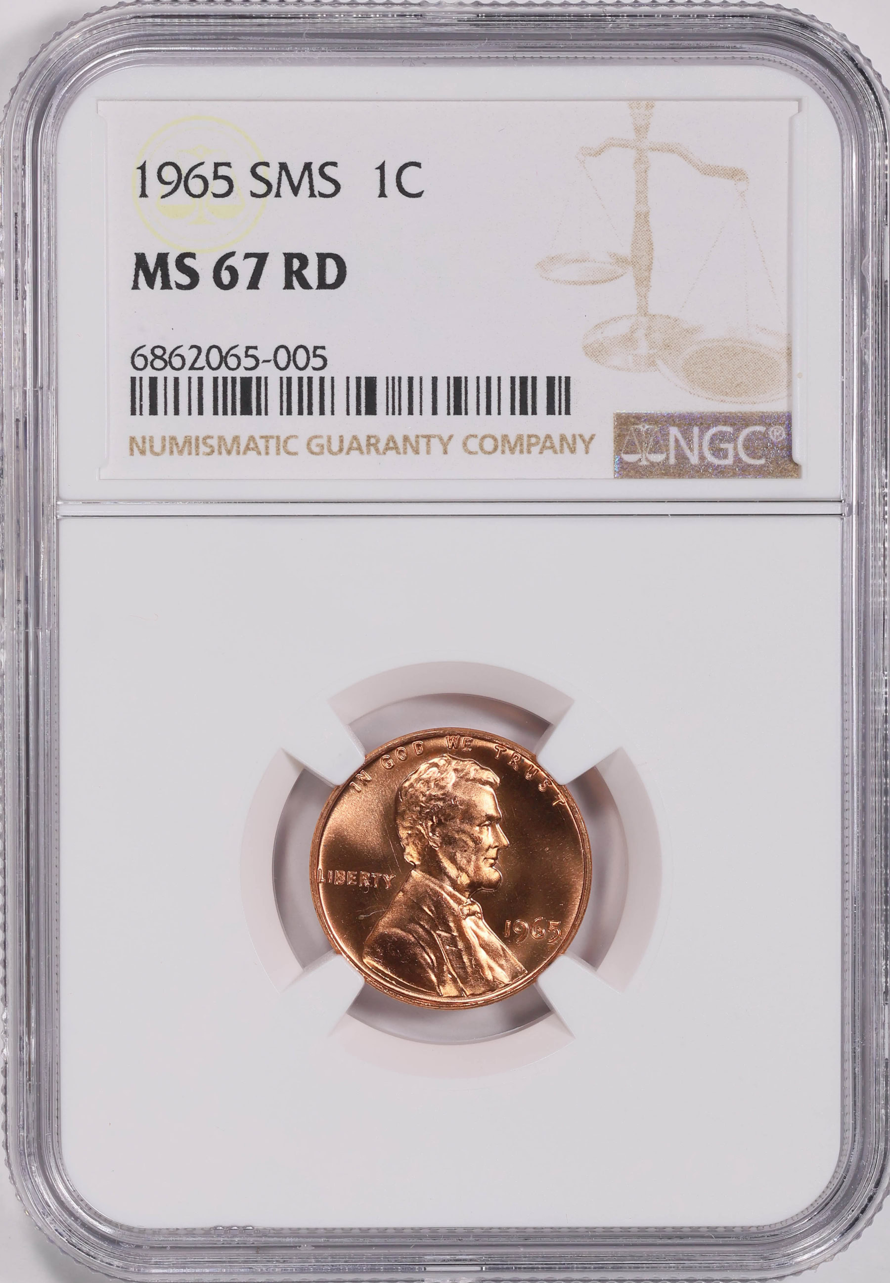 1965 Lincoln Cent SMS NGC MS-67 RD (Item 1847726) | GreatCollections ...