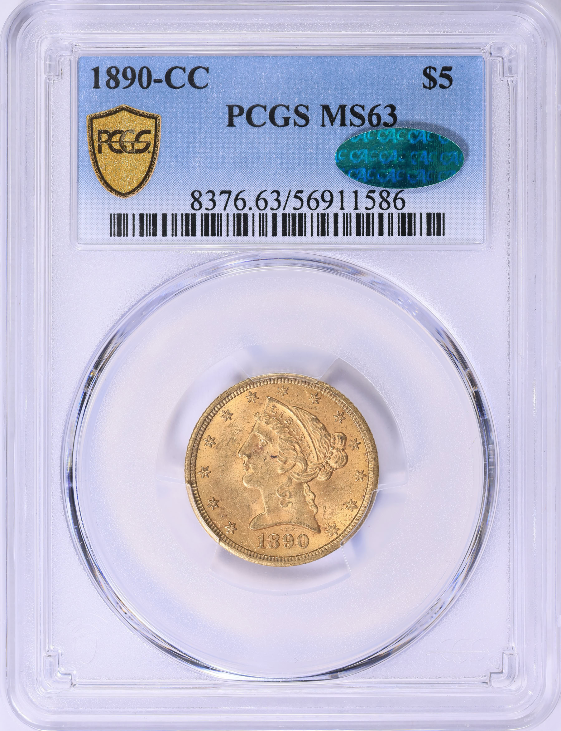 1890-CC Liberty Gold Half Eagle PCGS MS-63 (CAC Green) (Item 1847760 ...