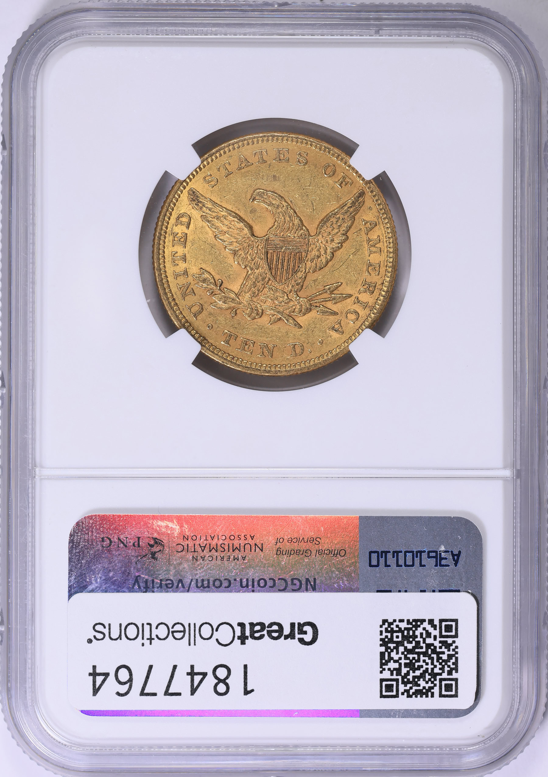1861 Liberty Gold Eagle NGC AU-55 (CAC Green) (Item 1847764) | GreatCollections Coin Auctions