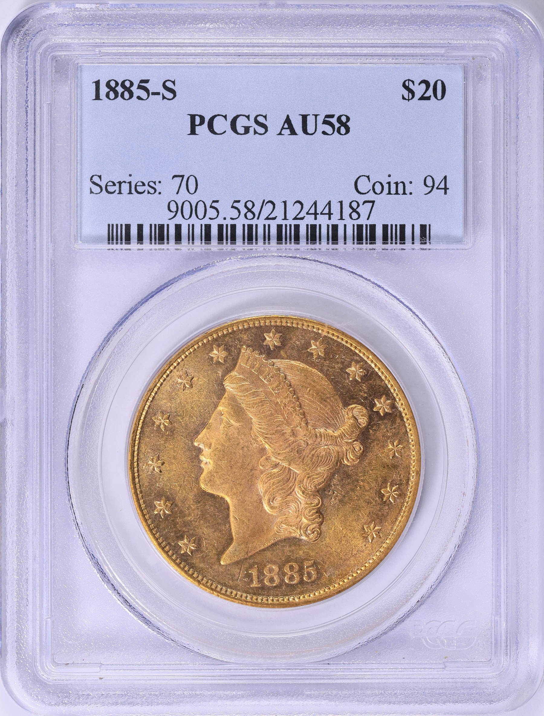 1885-S Liberty Gold Double Eagle PCGS AU-58 (Item 1847768) | GreatCollections Coin Auctions