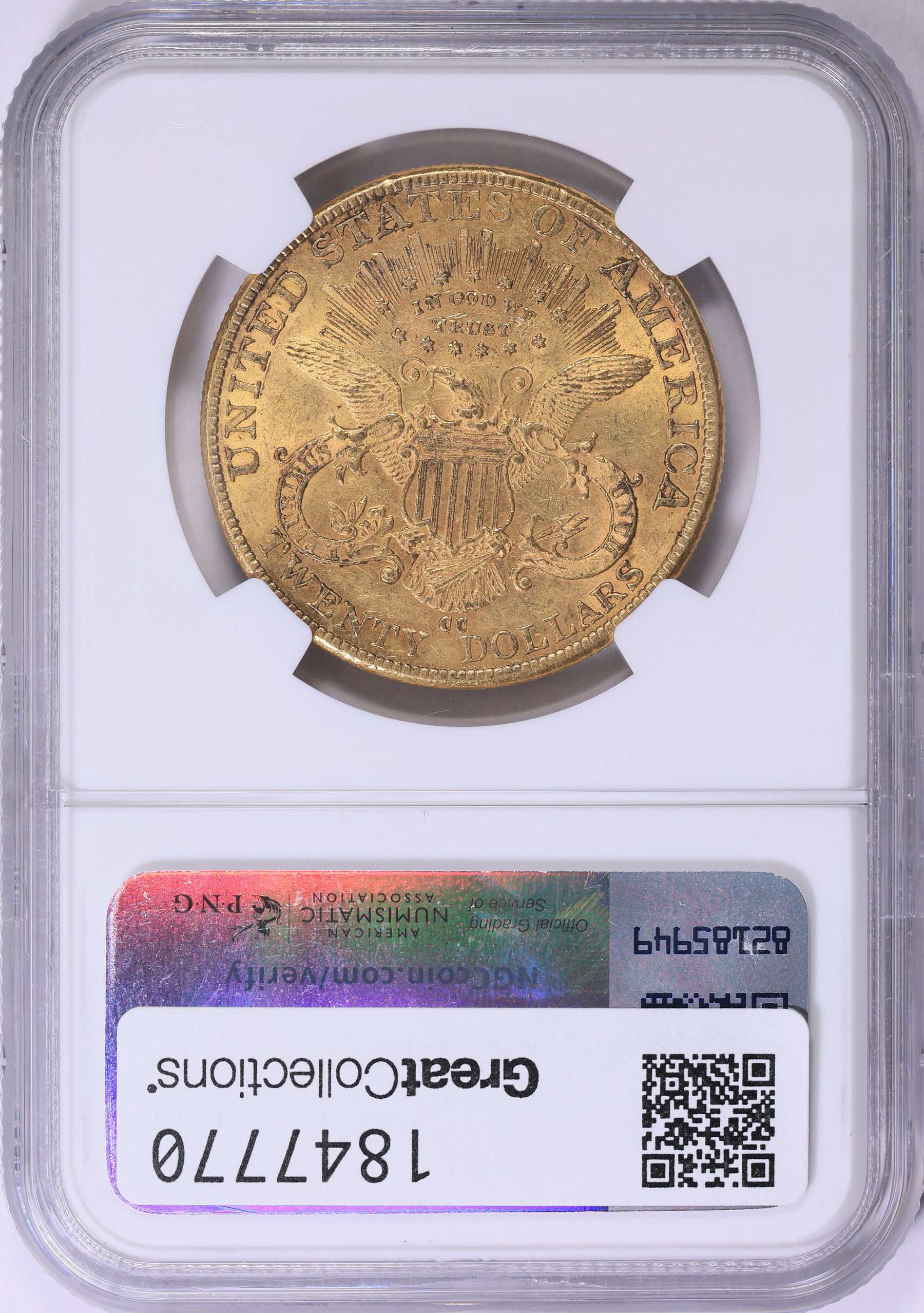1892-CC Liberty Gold Double Eagle NGC AU-55 (CAC Green) (Item 1847770) | GreatCollections Coin ...