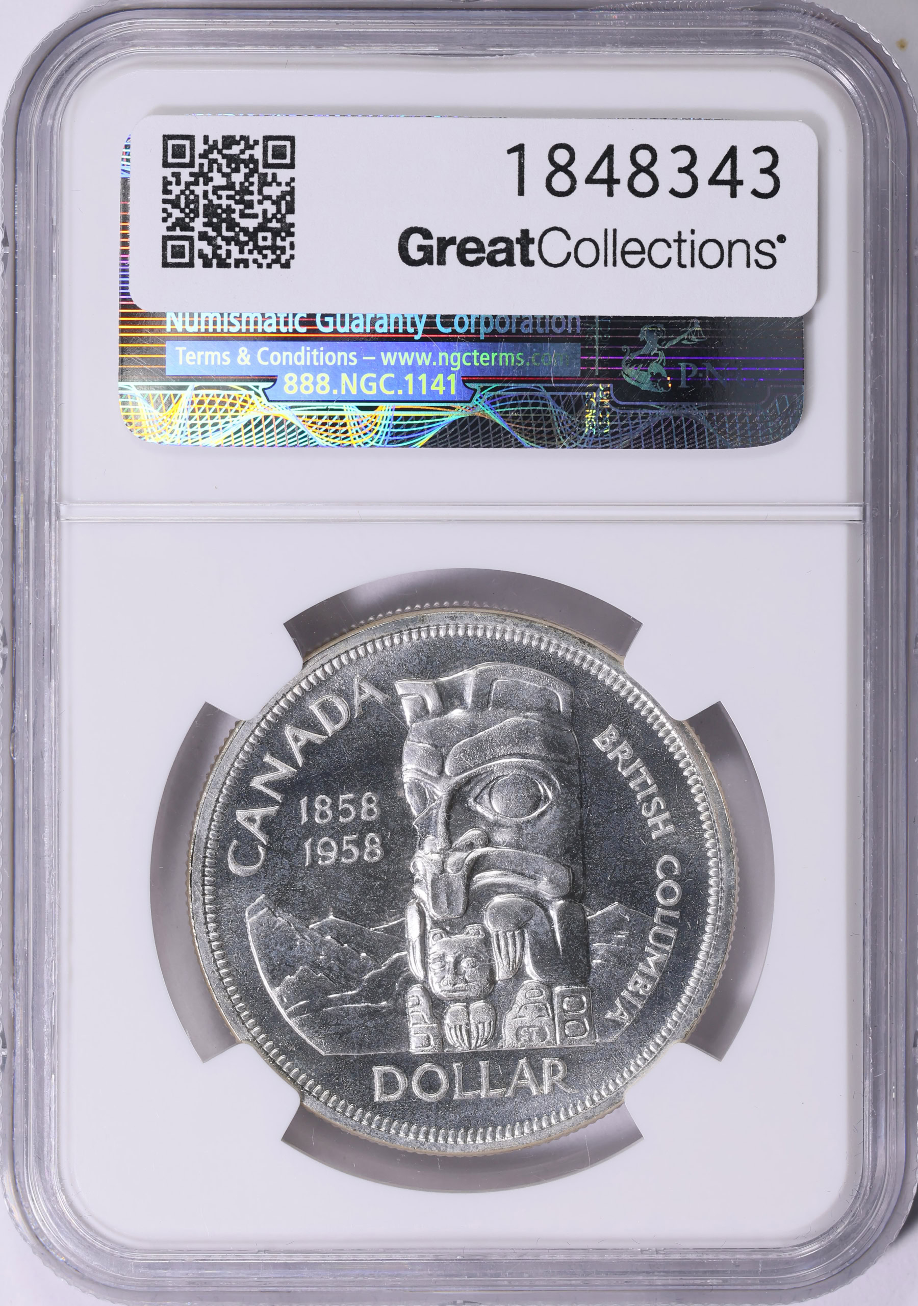 Canada 1958 Silver Dollar British Columbia KM-55 NGC PL-67 (WINGS ...