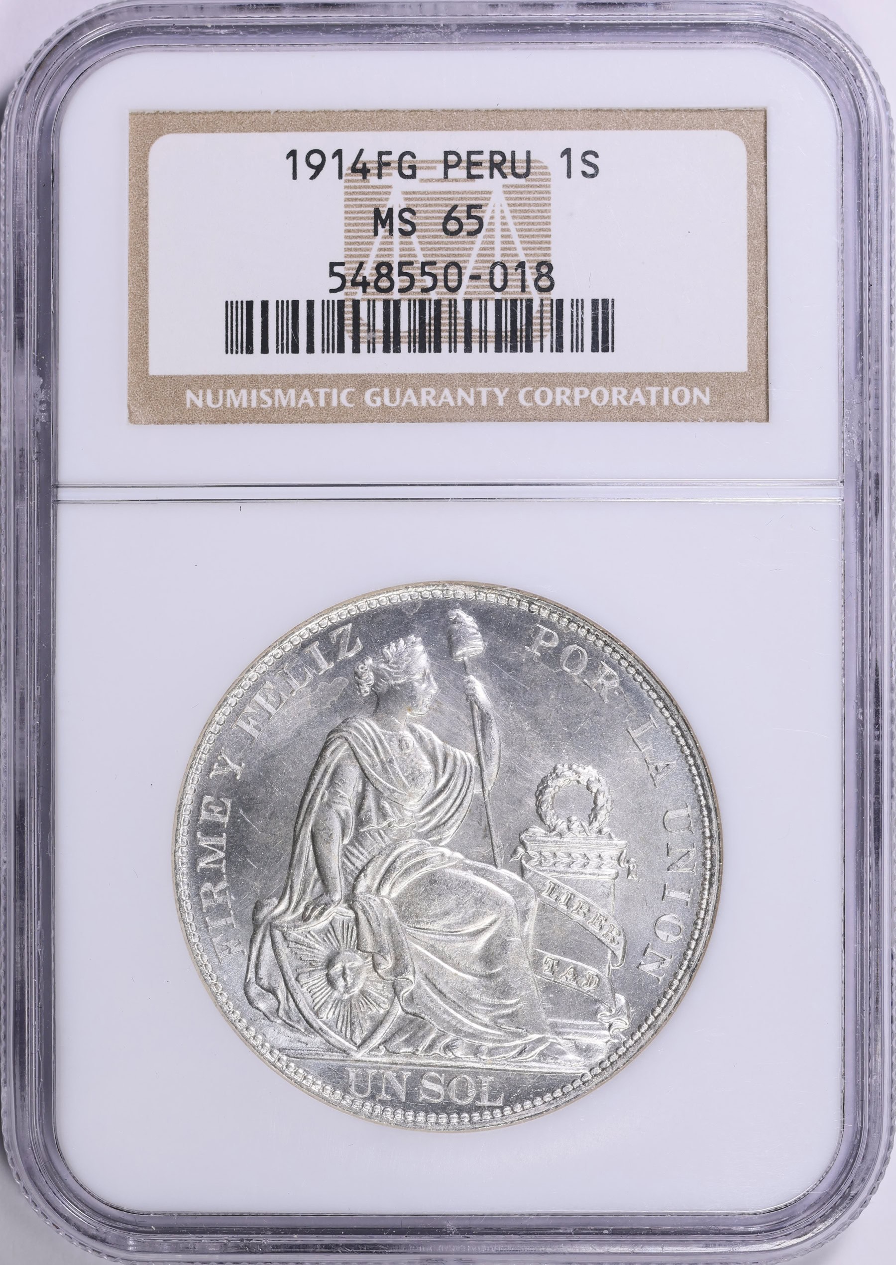 Peru 1914-FG Silver Sol KM-196.26 NGC MS-65 (Item 1848381 ...