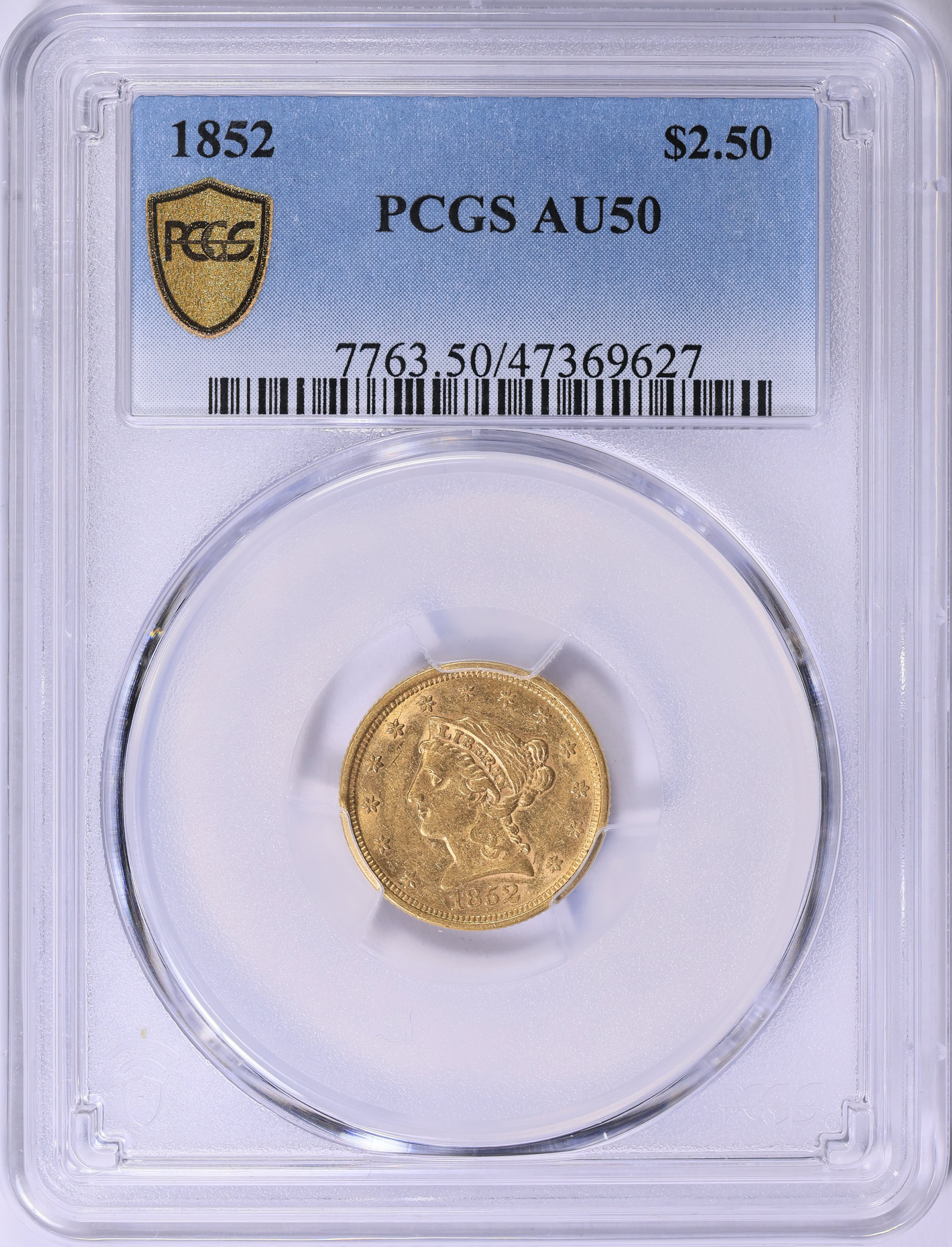 1852 Liberty Gold Quarter Eagle PCGS AU-50 (Item 1848560) | GreatCollections Coin Auctions