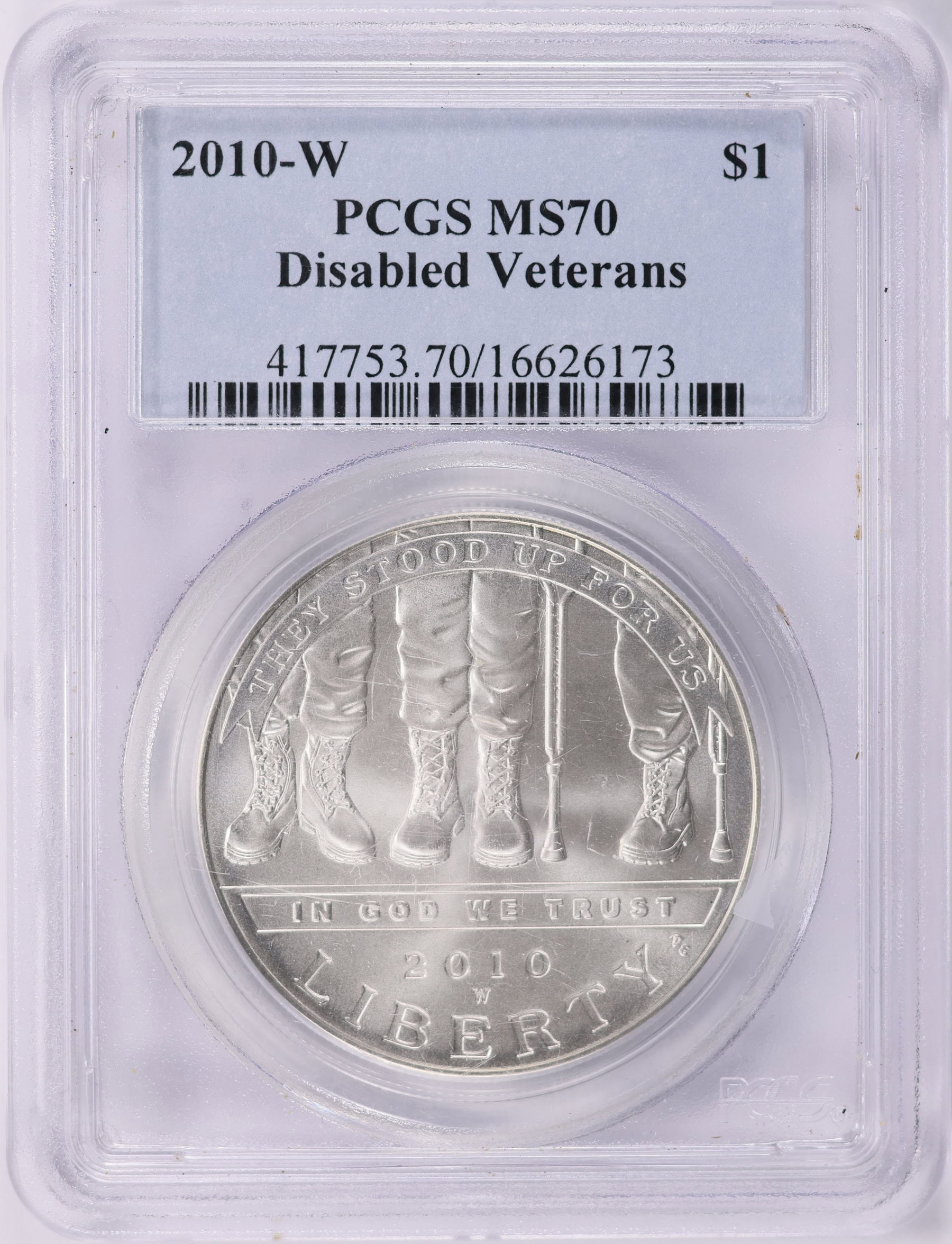 2010-W American Veterans Disabled for Life Silver Dollar PCGS MS-70 ...