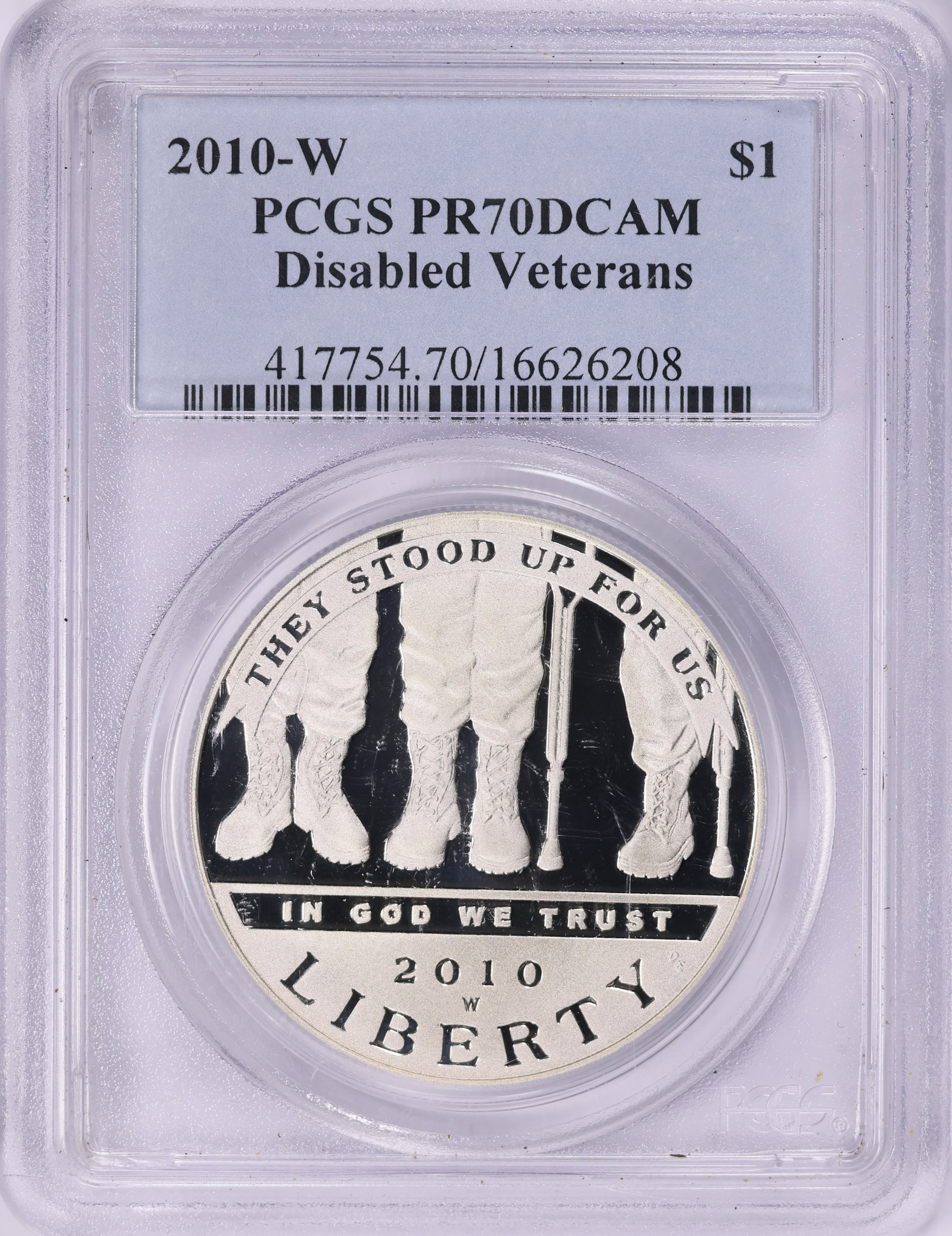 2010-W American Veterans Disabled for Life Silver Dollar PCGS Proof-70 ...