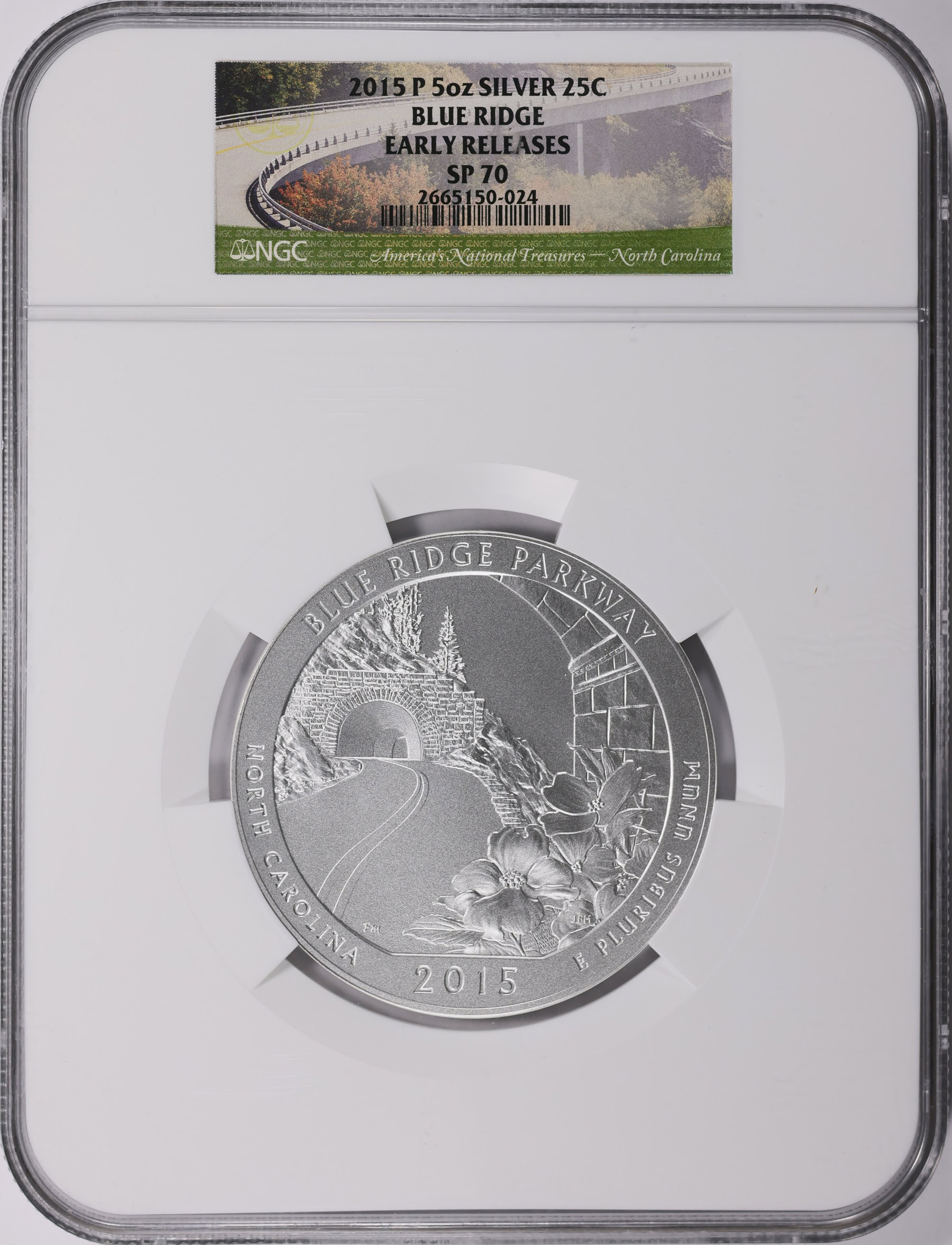 2015-P America the Beautiful 5 oz. Silver Quarter Blue Ridge Parkway NP ...
