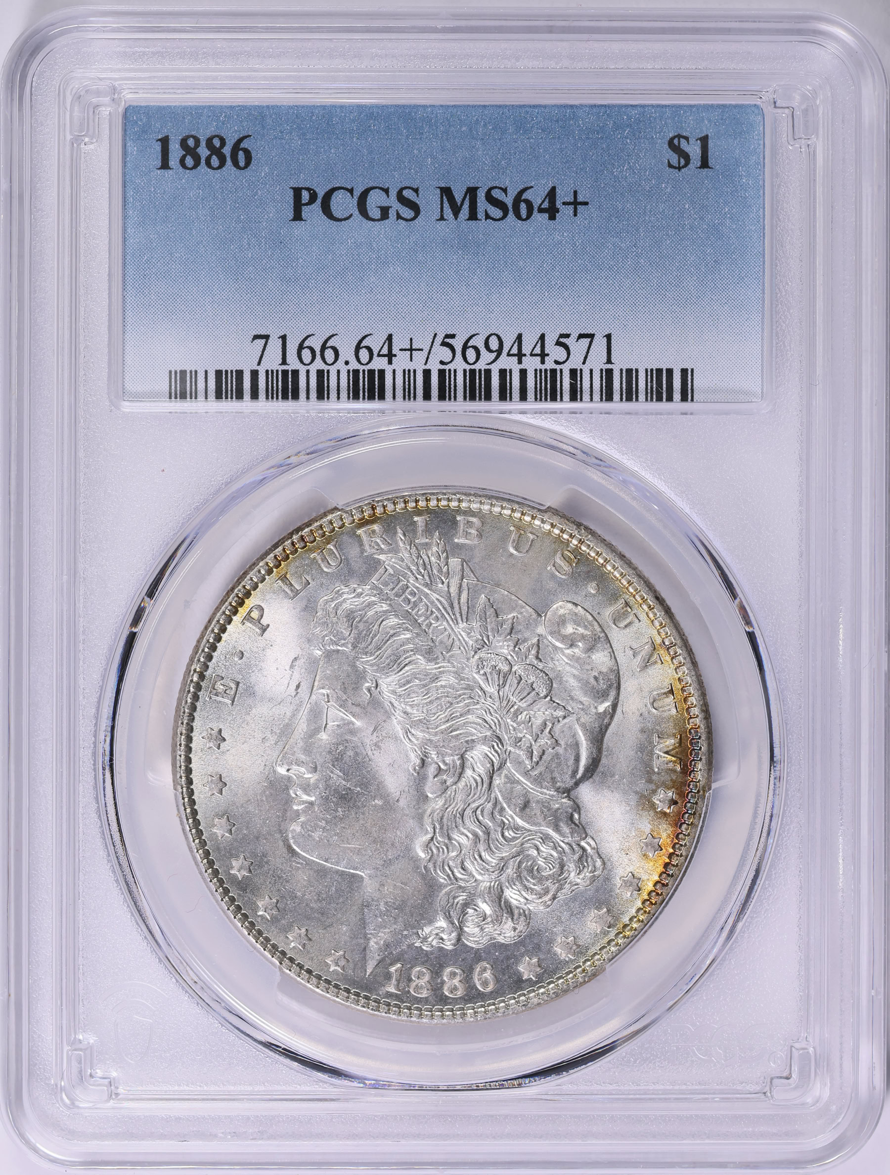 1886 Morgan Silver Dollar PCGS MS-64+ (Toned) (Item 1848784) | GreatCollections Coin Auctions