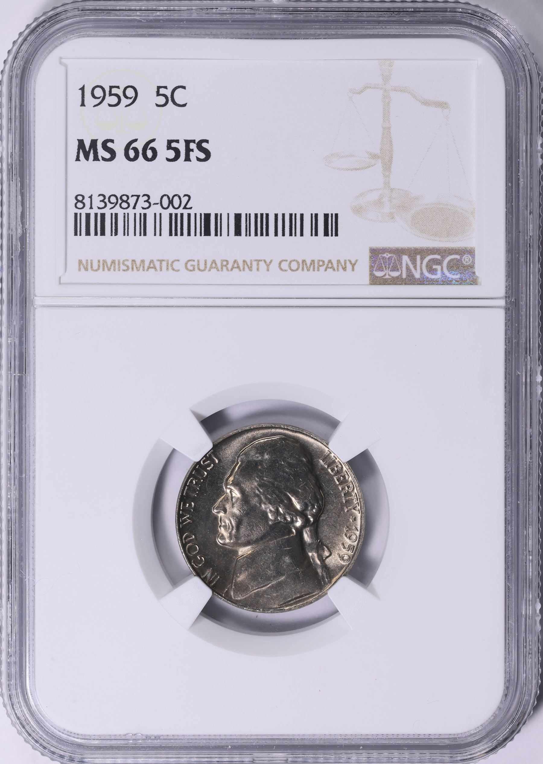 1959 Jefferson Nickel NGC MS-66 5FS (Item 1848830) | GreatCollections ...