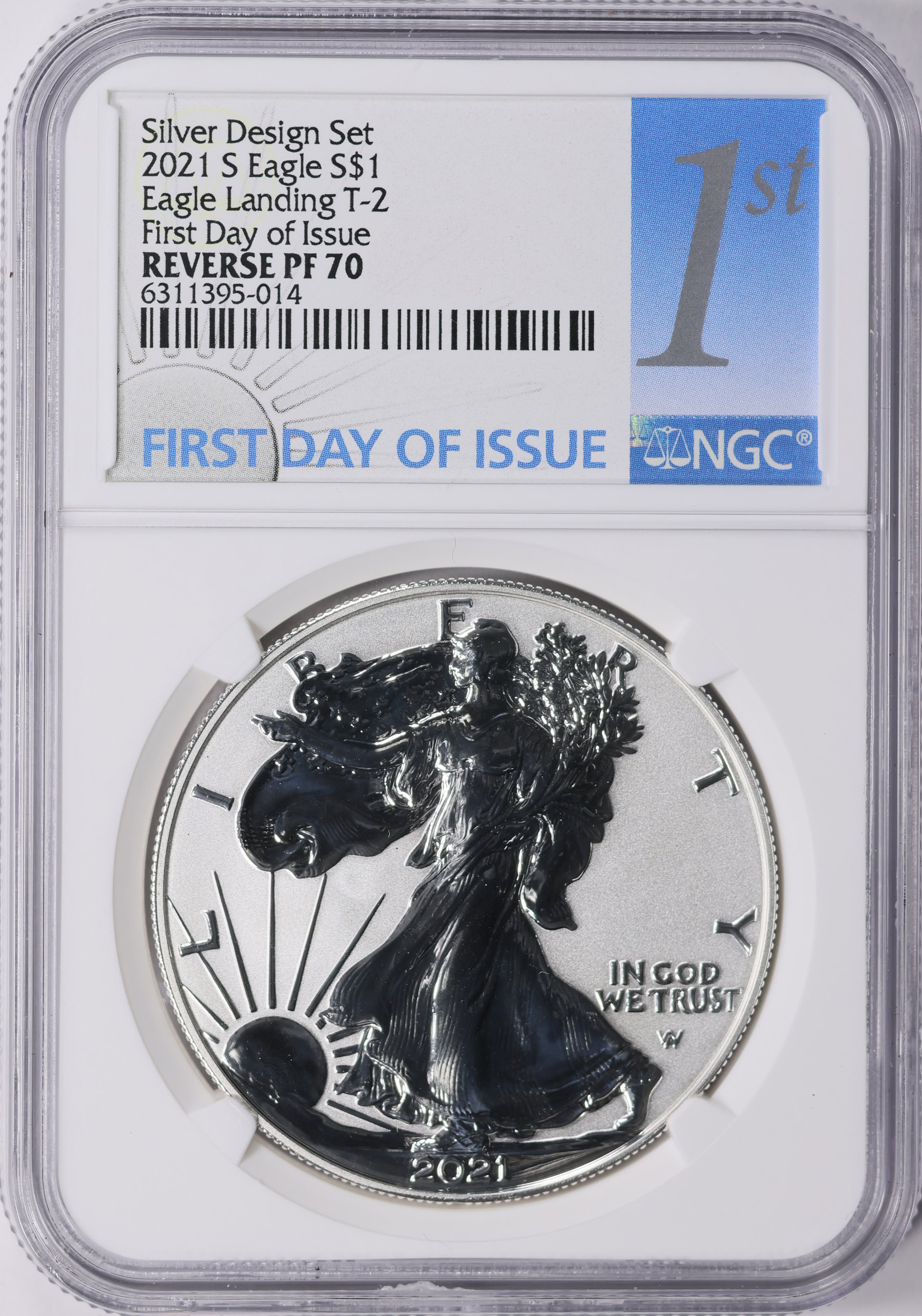 2021-S $1 Silver Eagle Type 2 Reverse Proof Designer Edition First Day of Issue NGC Proof-70 ...