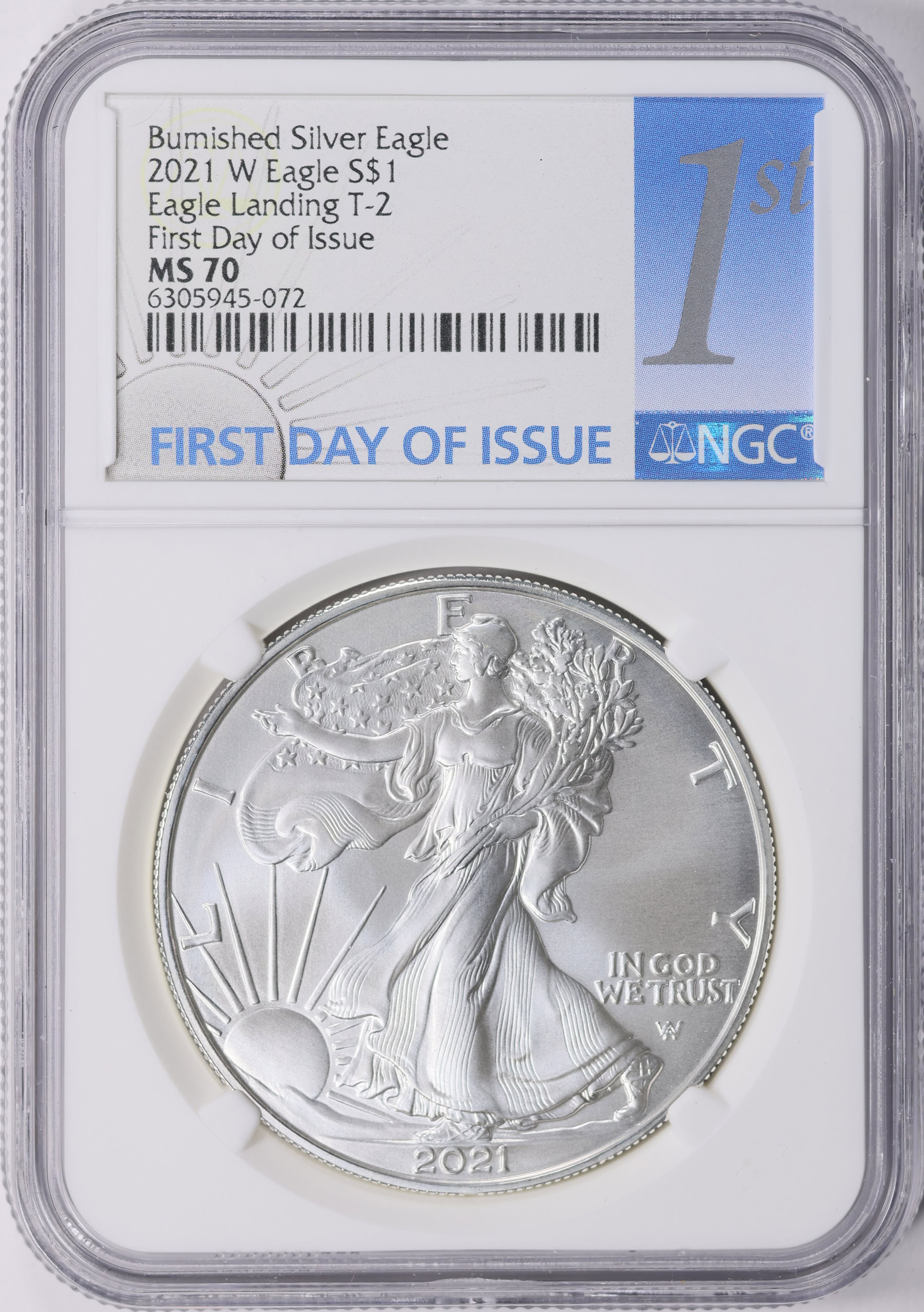 2021-W $1 Silver Eagle Type 2 Burnished First Day of Issue NGC MS-70 (Item 1848892 ...