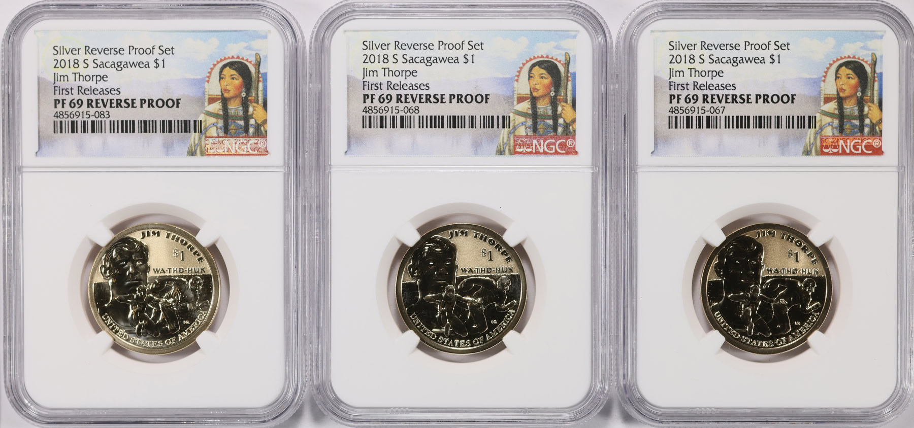 2018-S Sacagawea Dollar Reverse Proof First Releases NGC Proof-69 (3 ...
