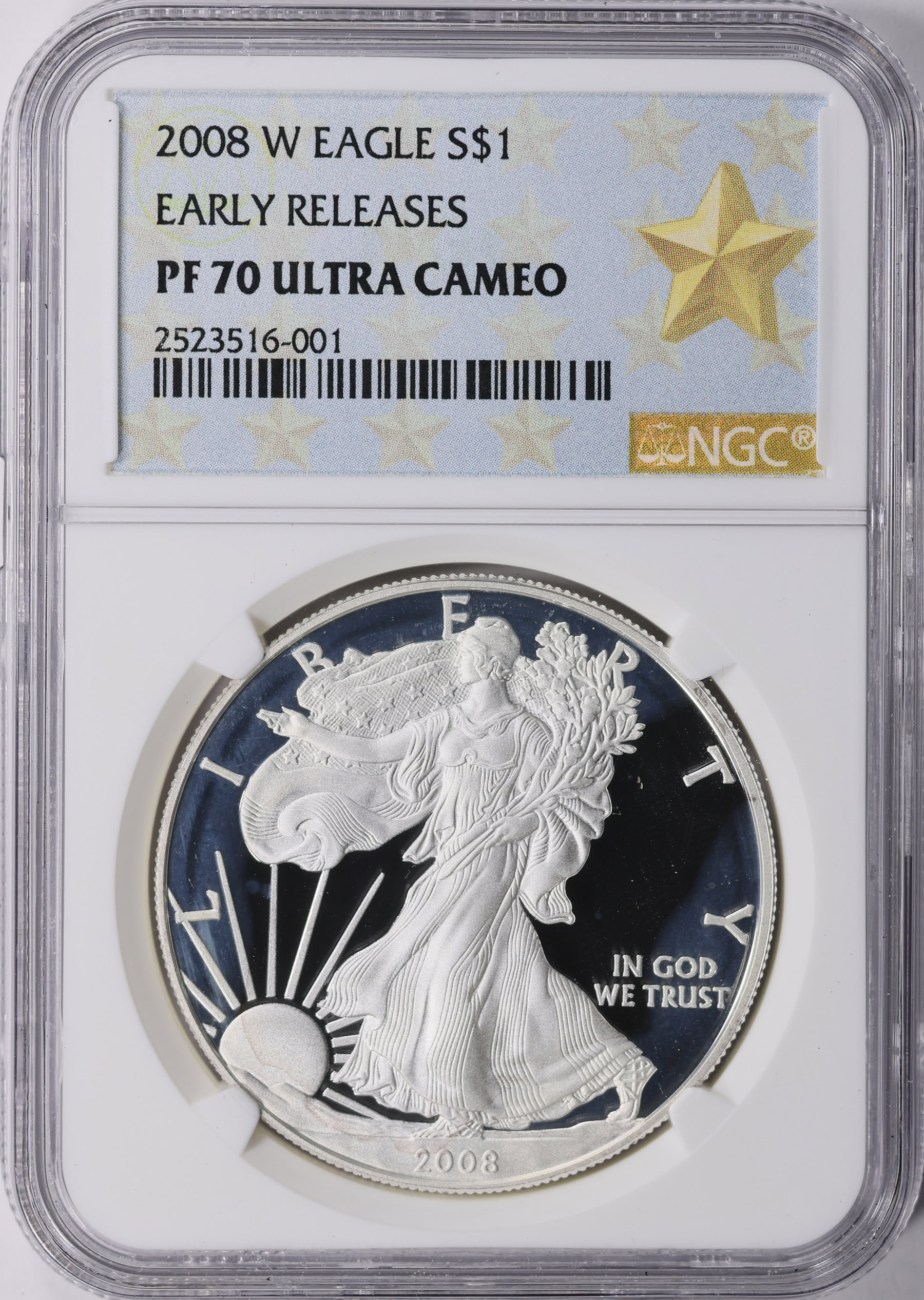 2008-W $1 Silver Eagle Early Releases NGC Proof-70 UC (West Point Star Label) (Item 1848943 ...