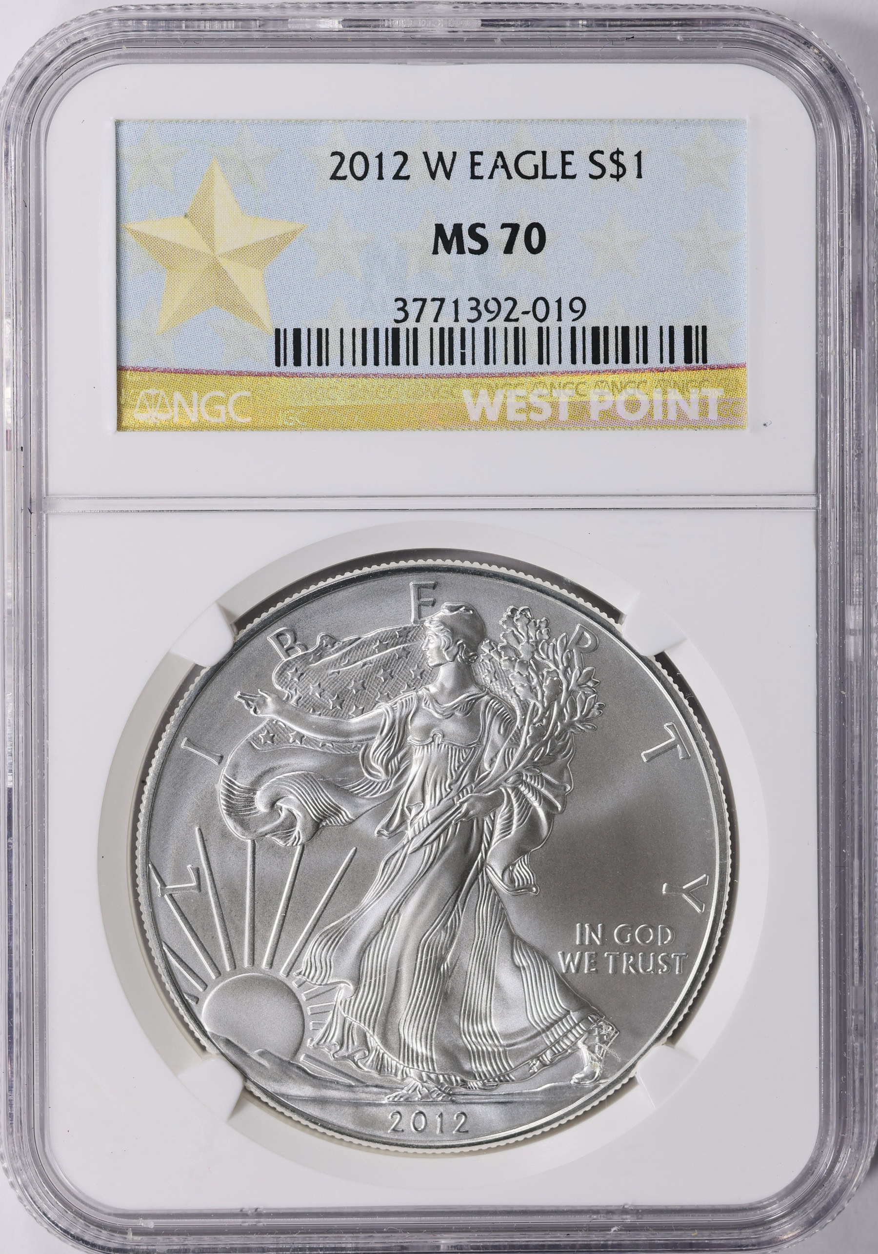 2012-W $1 Silver Eagle Burnished NGC MS-70 (West Point Star Label) (Item 1848949 ...