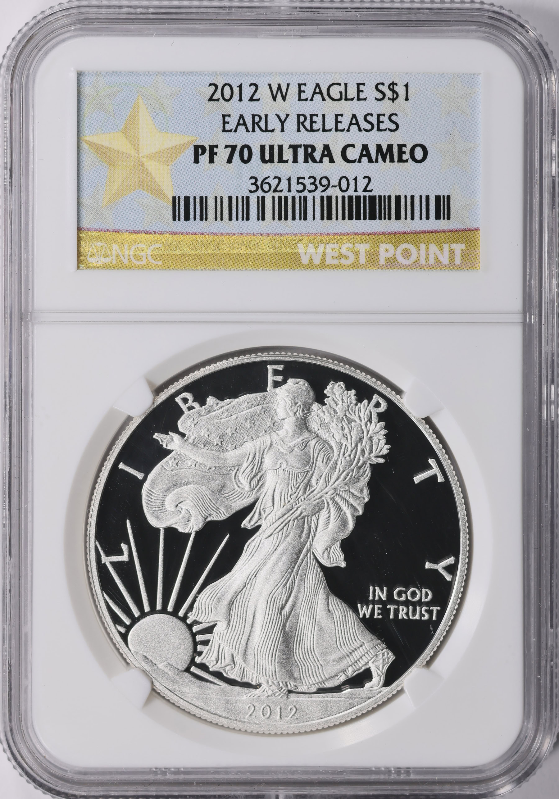 2012-W $1 Silver Eagle Early Releases NGC Proof-70 UC (West Point Star Label) (Item 1848950 ...