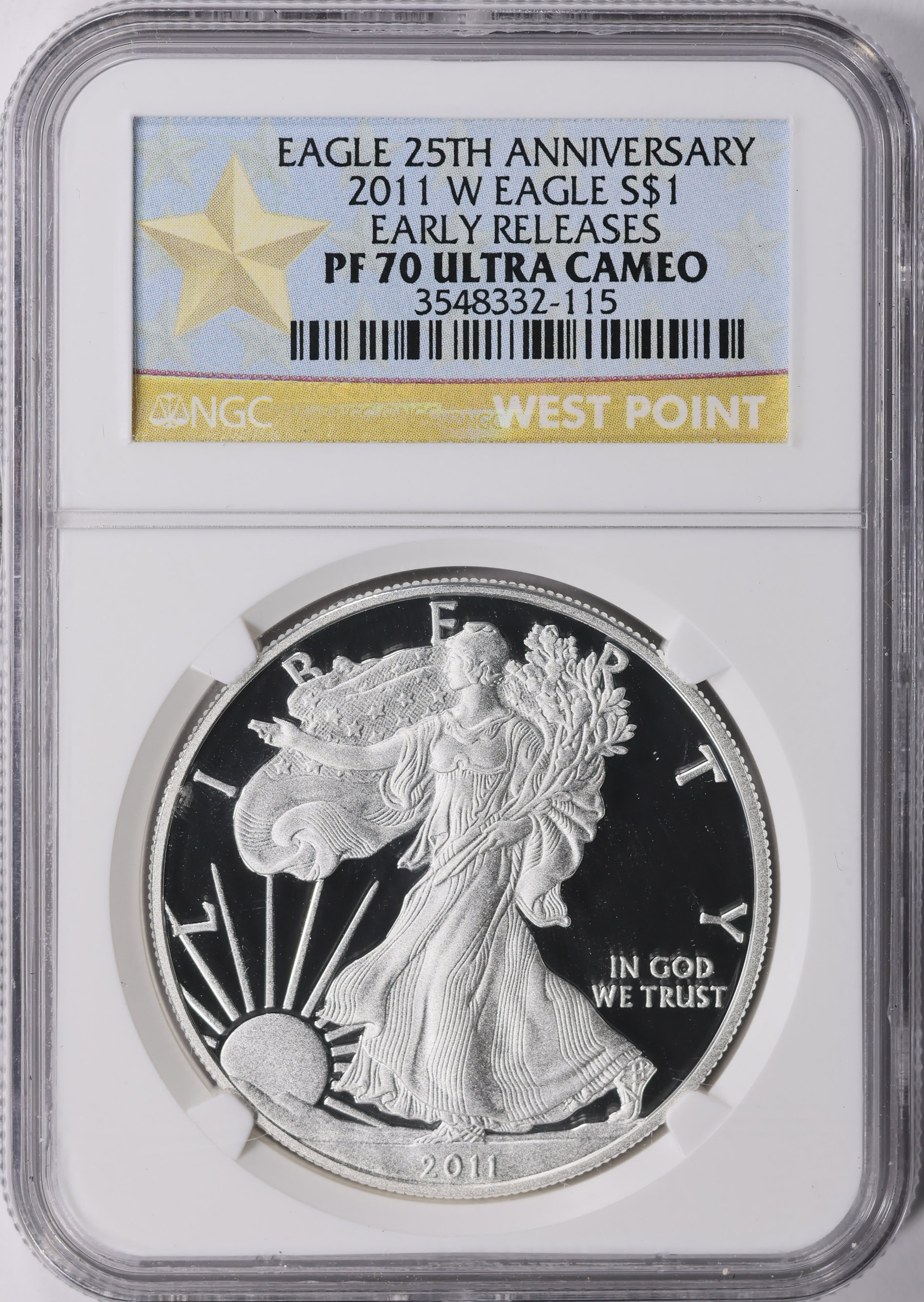 2011-W $1 Silver Eagle Early Releases NGC Proof-70 UC (West Point Star Label) (Item 1848957 ...