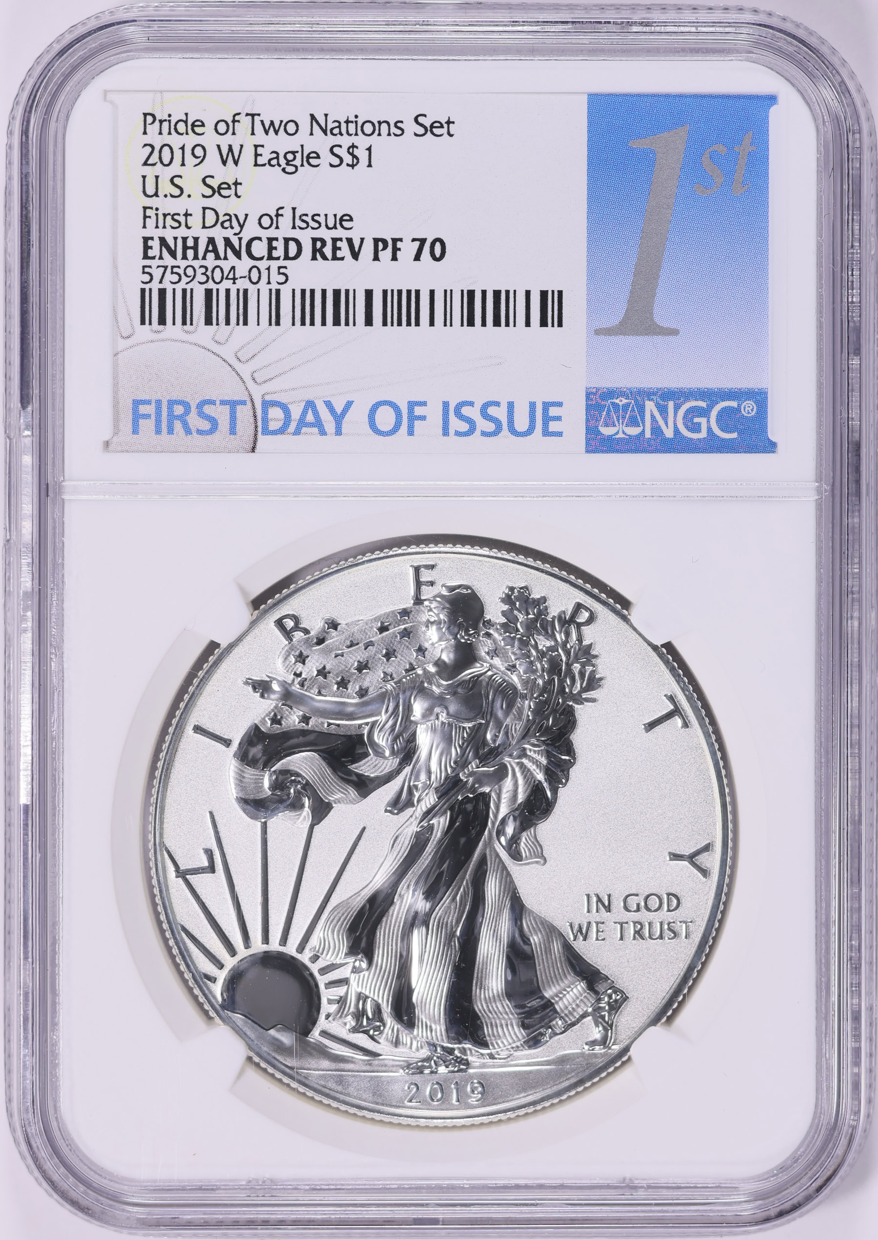 2019-W $1 Silver Eagle Enhanced Reverse Proof (From the Pride of Two ...
