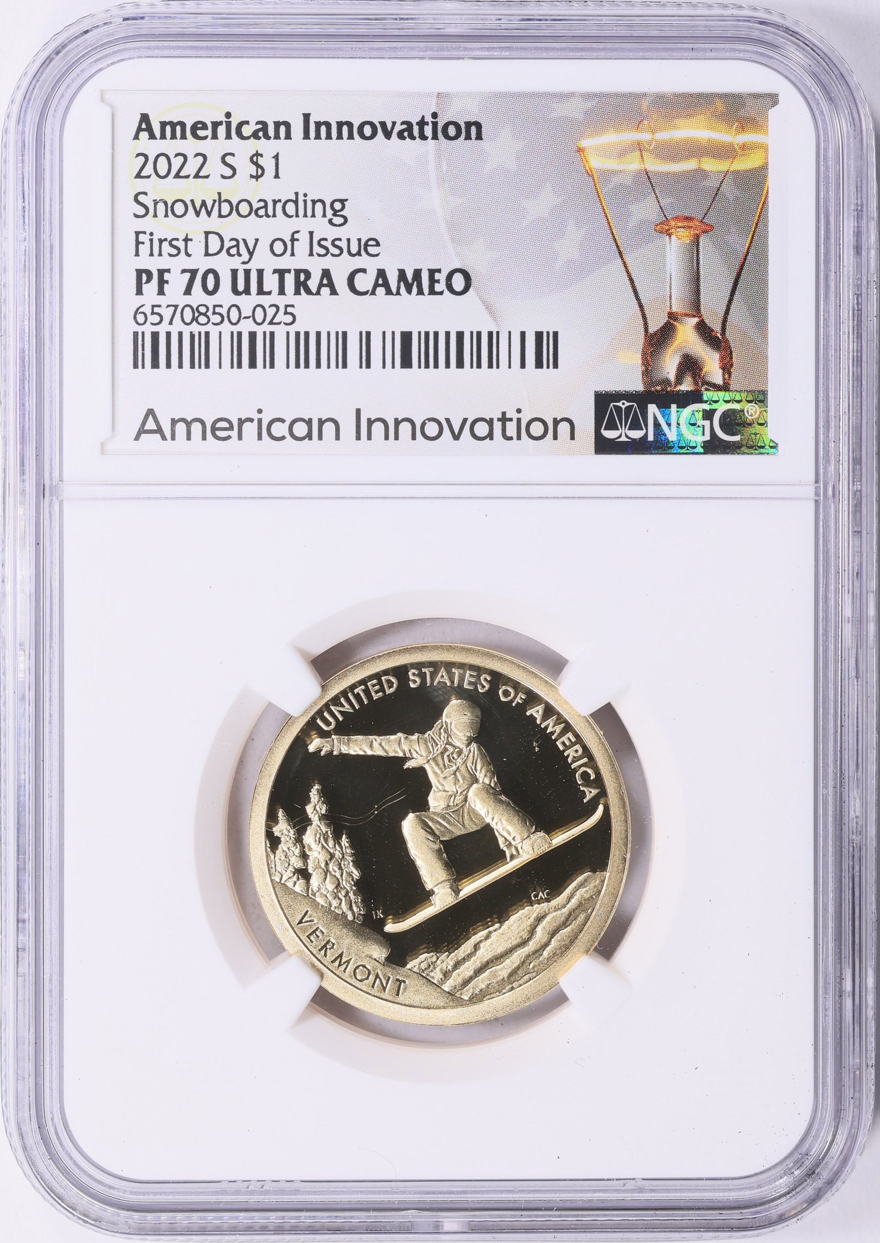 2022-S Innovation Dollar Vermont Snowboarding First Day of Issue NGC ...