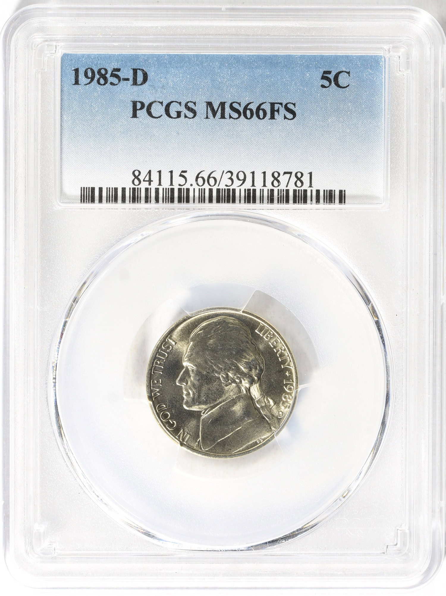 1985-D Jefferson Nickel PCGS MS-66 FS (Item 1849209) | GreatCollections ...