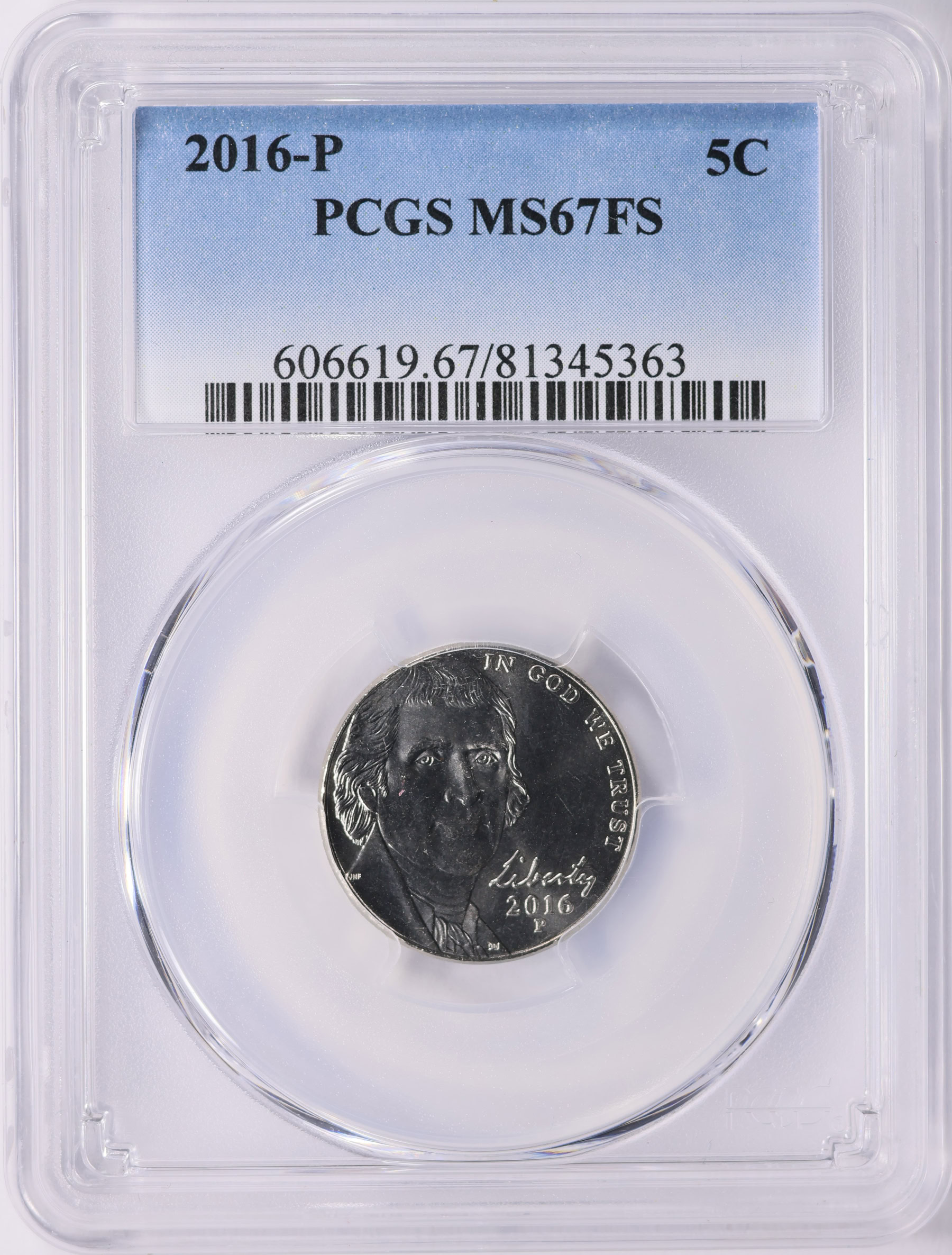 2016-P Jefferson Nickel PCGS MS-67 FS (Item 1849215) | GreatCollections ...