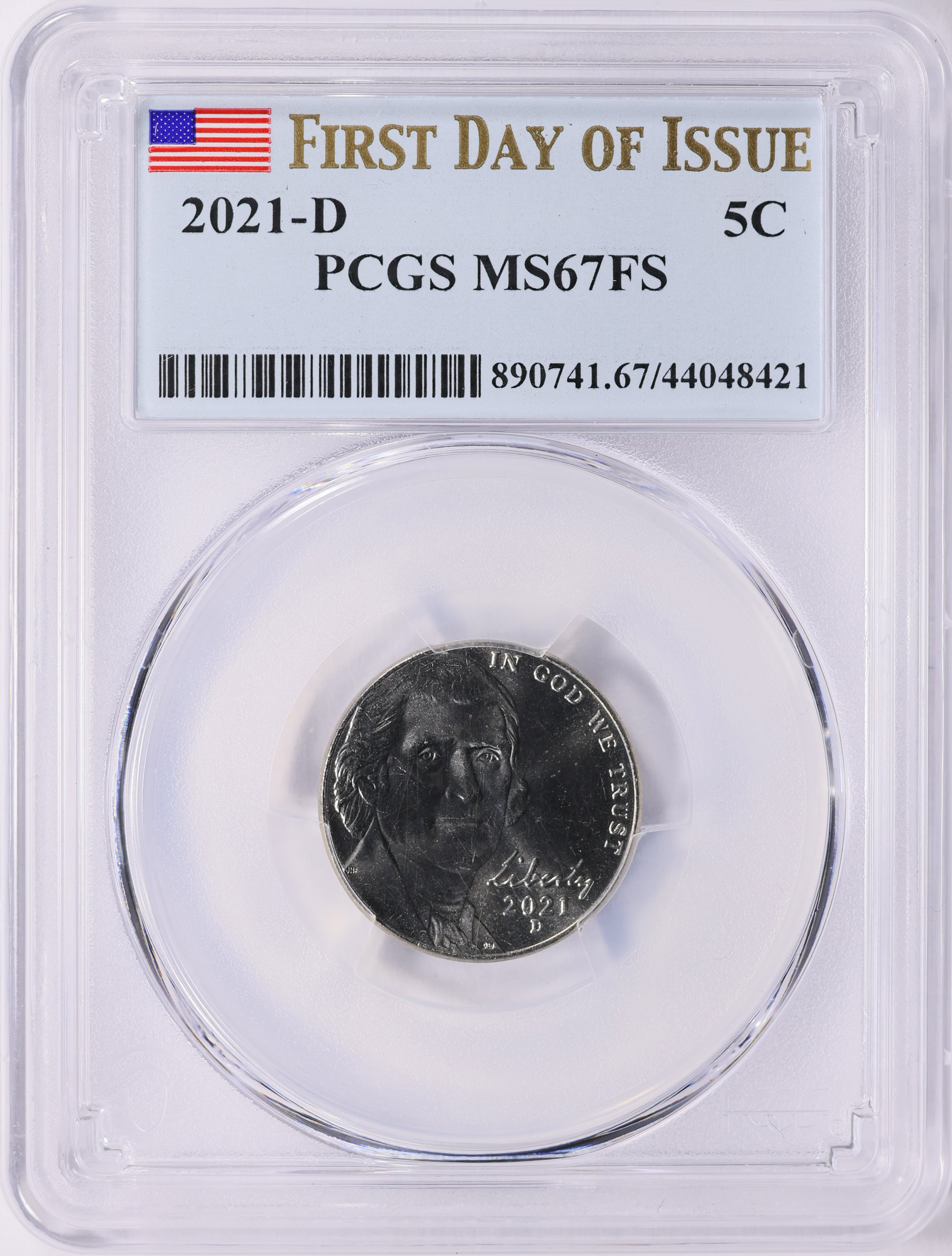 2021-D Jefferson Nickel First Day of Issue PCGS MS-67 FS (Item 1849216 ...