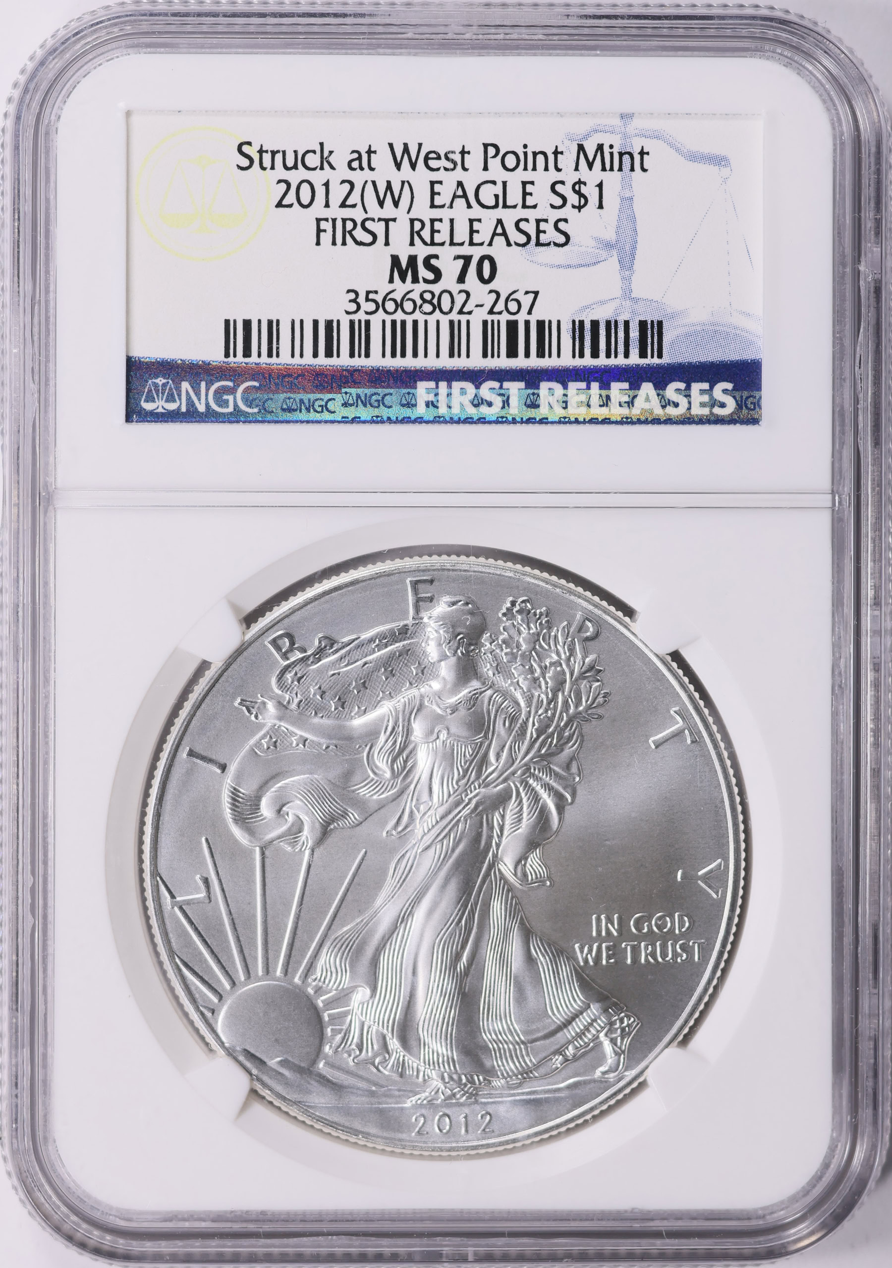 2012-(W) $1 Silver Eagle First Releases. Struck at West Point NGC MS-70 (Item 1849492 ...