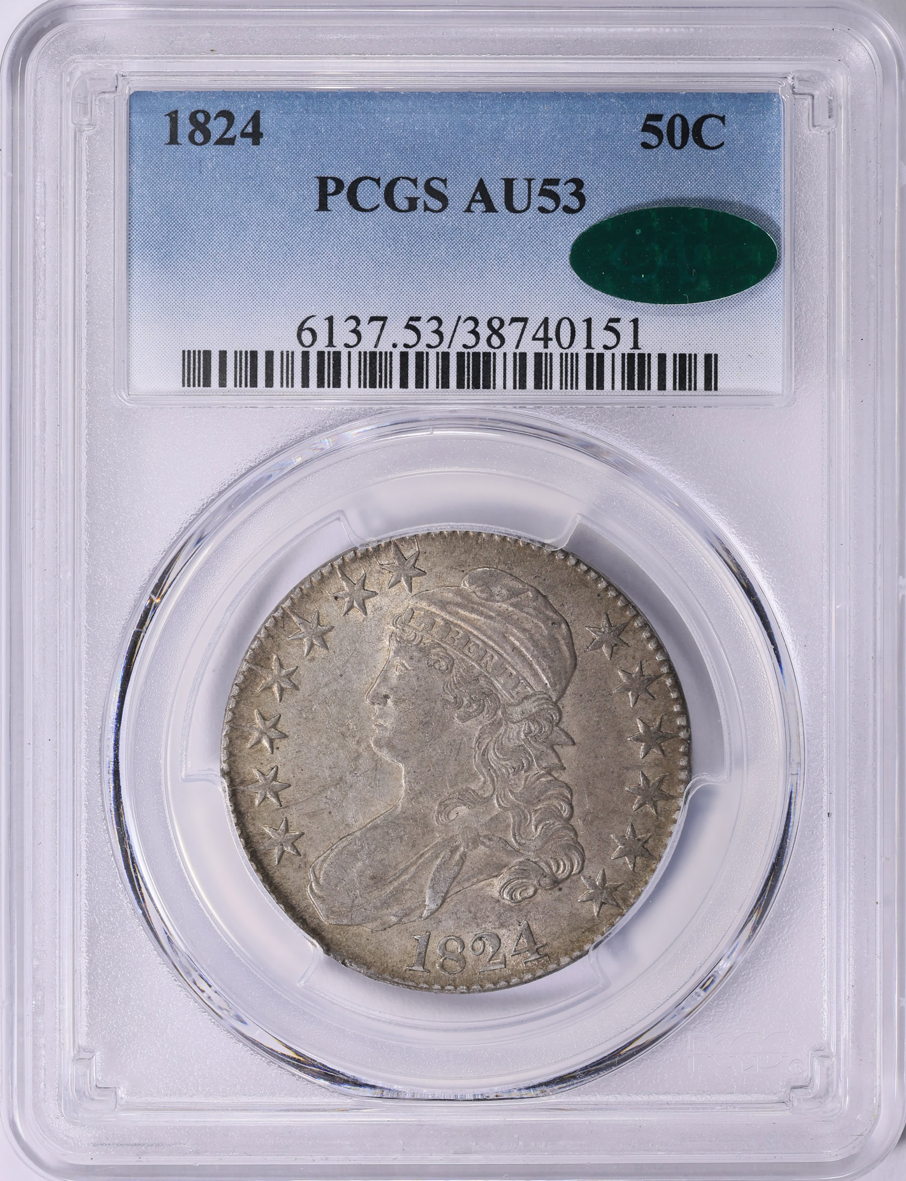 1824 Capped Bust Half Dollar PCGS AU-53 (CAC Green) (Item 1849511 ...