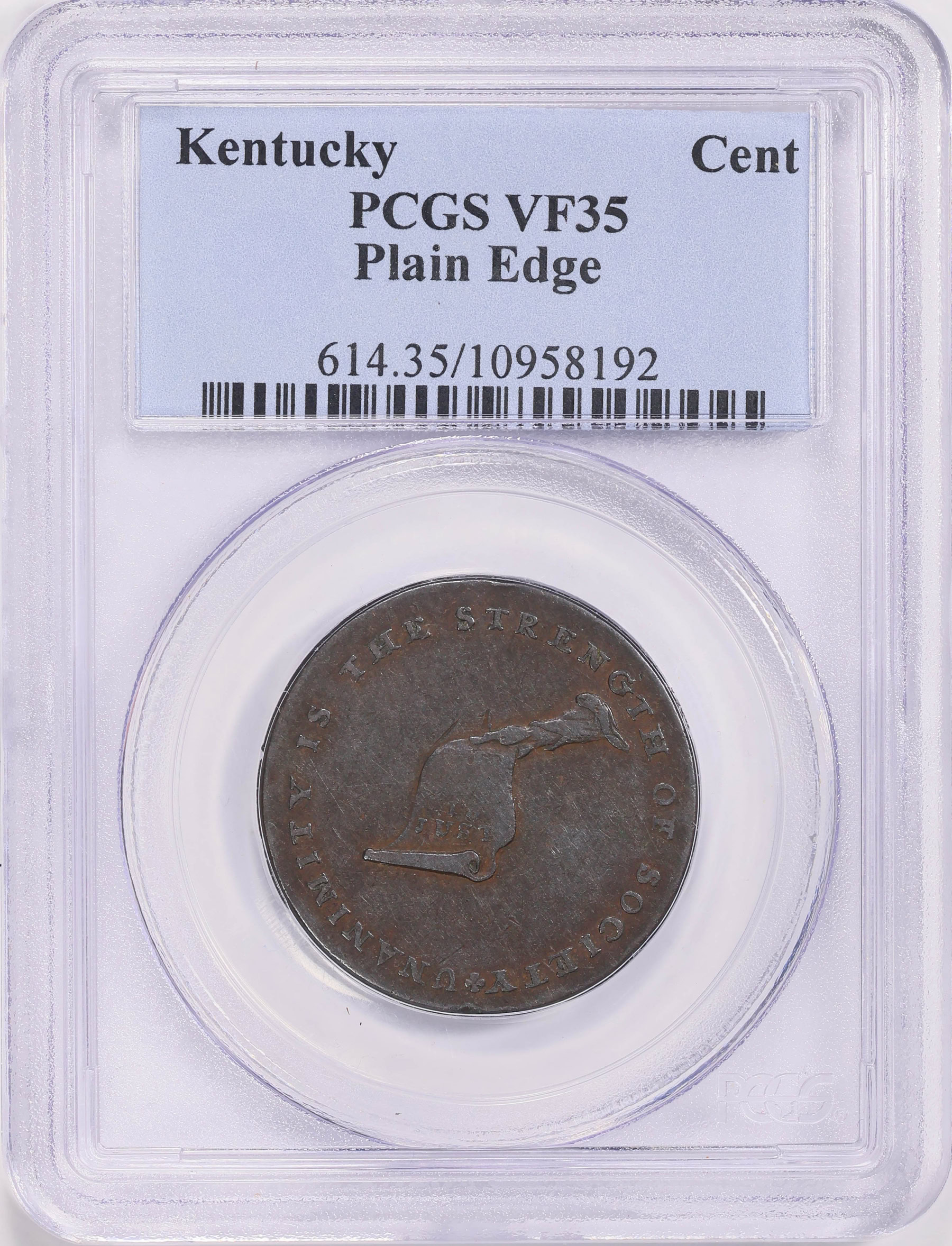 Kentucky Token Cent Plain Edge PCGS VF-35 (Item 1849543 ...