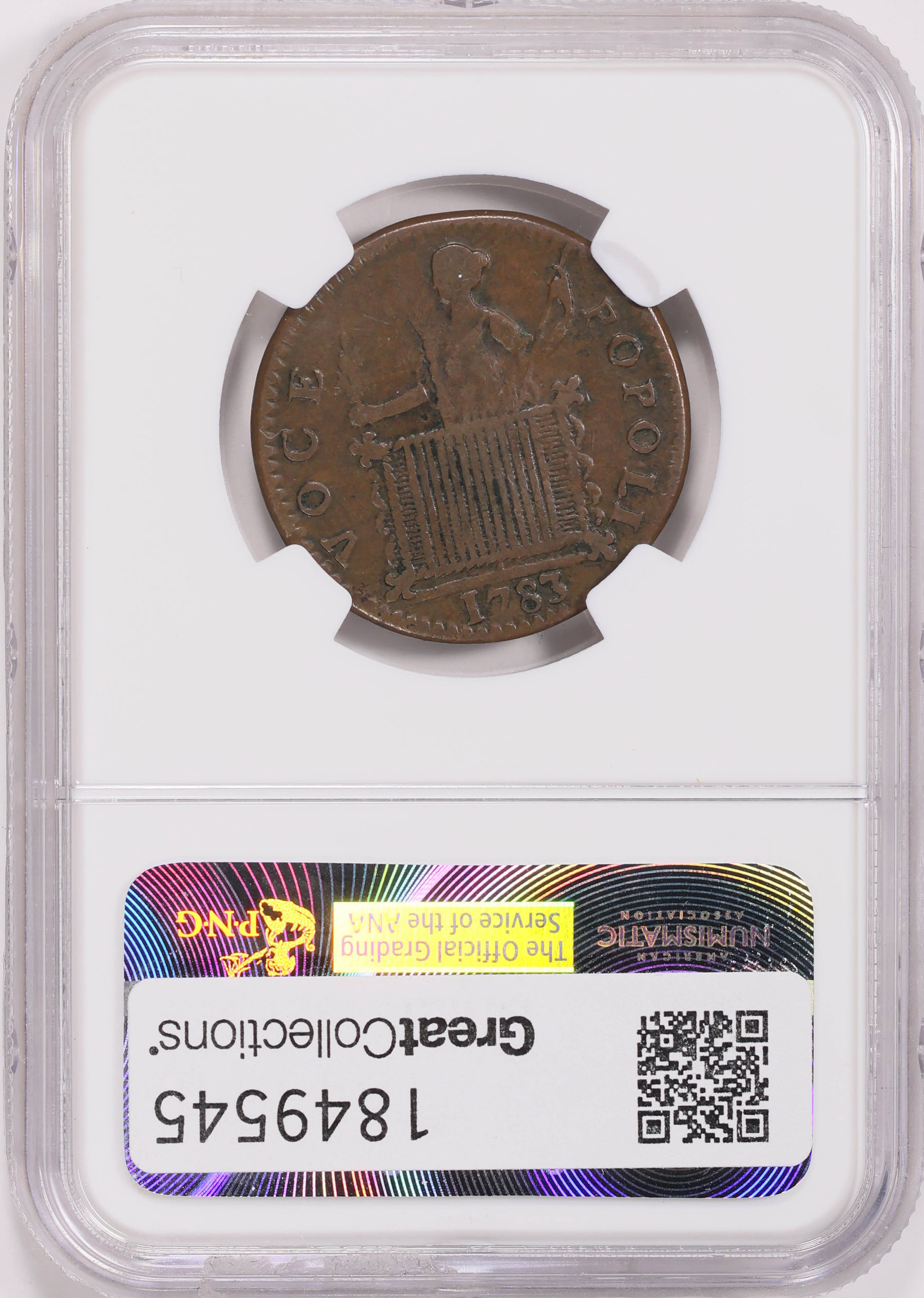 1783 Washington Copper Georgivs Triumpho NGC VF-35 BN (Ex: Eric P ...
