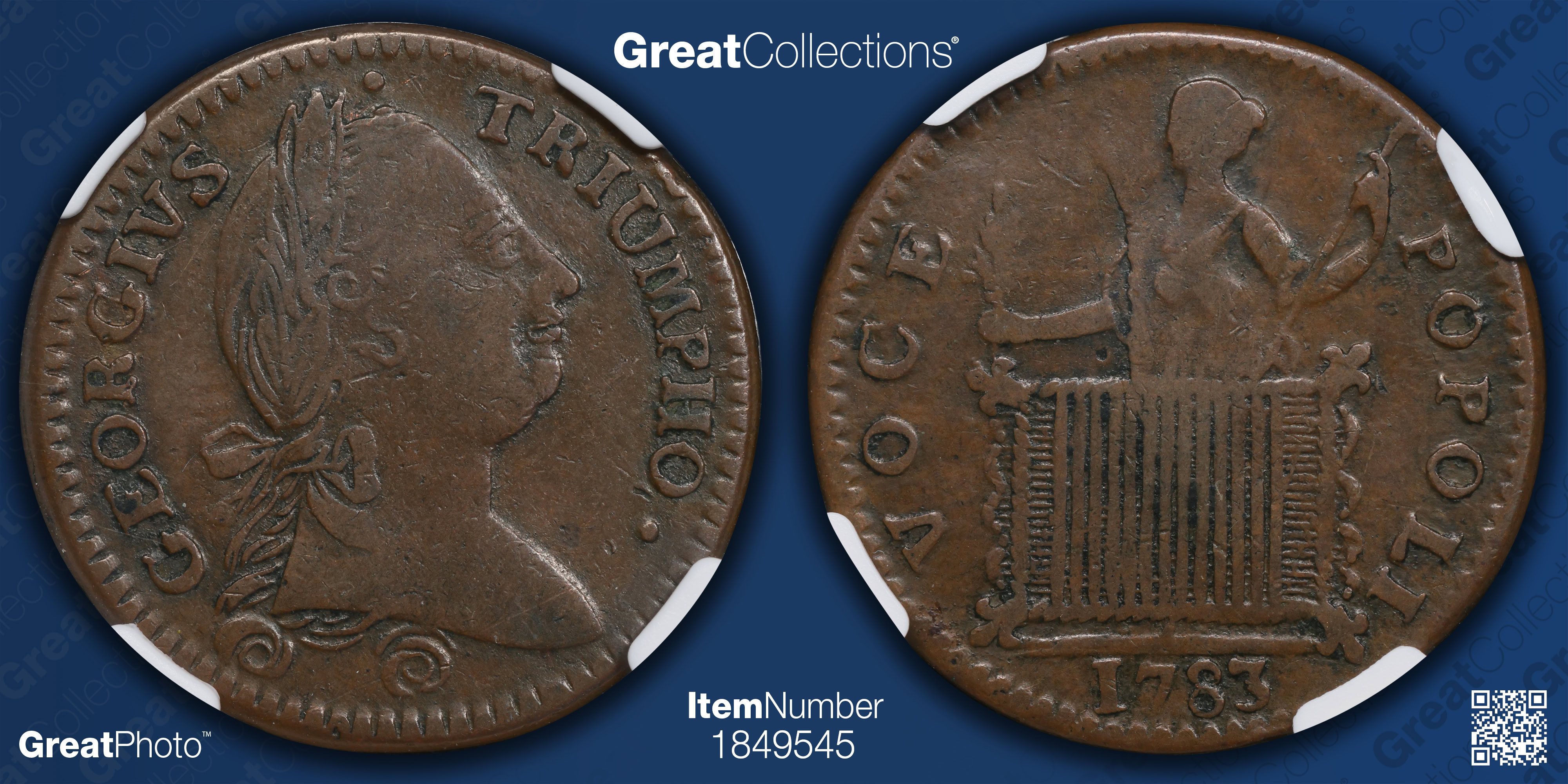 1783 Washington Copper Georgivs Triumpho NGC VF-35 BN (Ex: Eric P ...