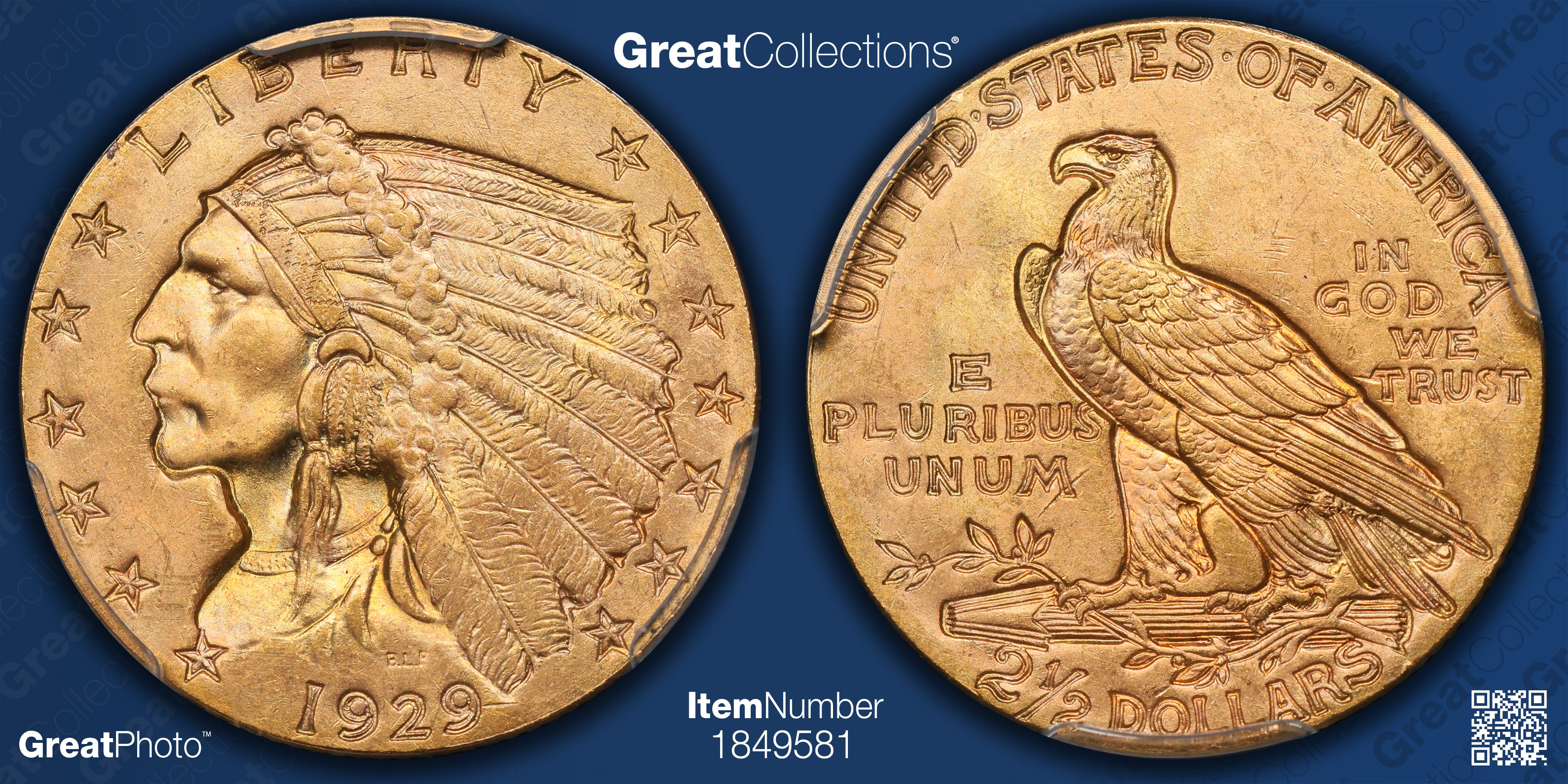 1929 Indian Gold Quarter Eagle PCGS MS-66 (Item 1849581 ...