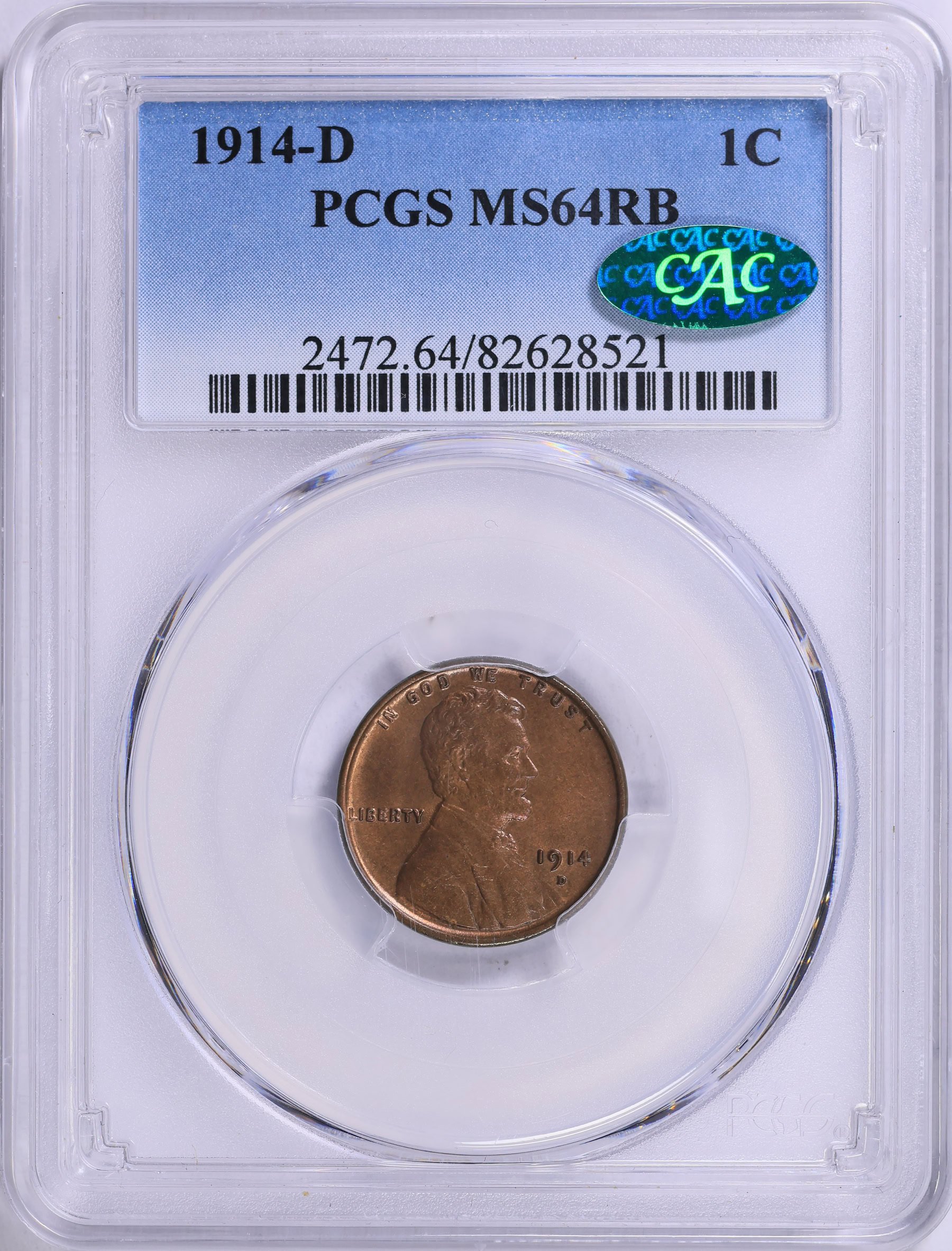 1914-D Lincoln Cent PCGS MS-64 RB (CAC Green) (Item 1849603) | GreatCollections Coin Auctions