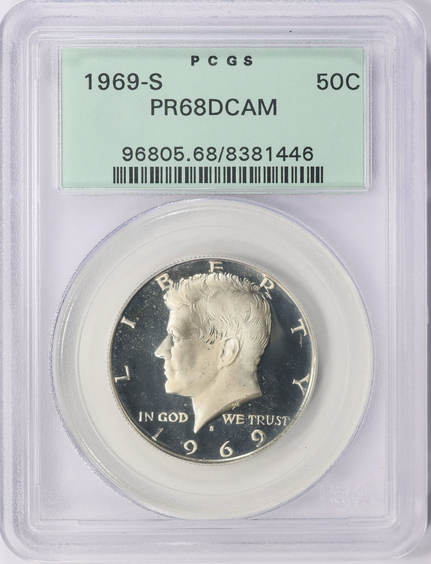 1969-S Kennedy Half Dollar PCGS Proof-68 DCAM OGH (Item 1849677) | GreatCollections Coin Auctions