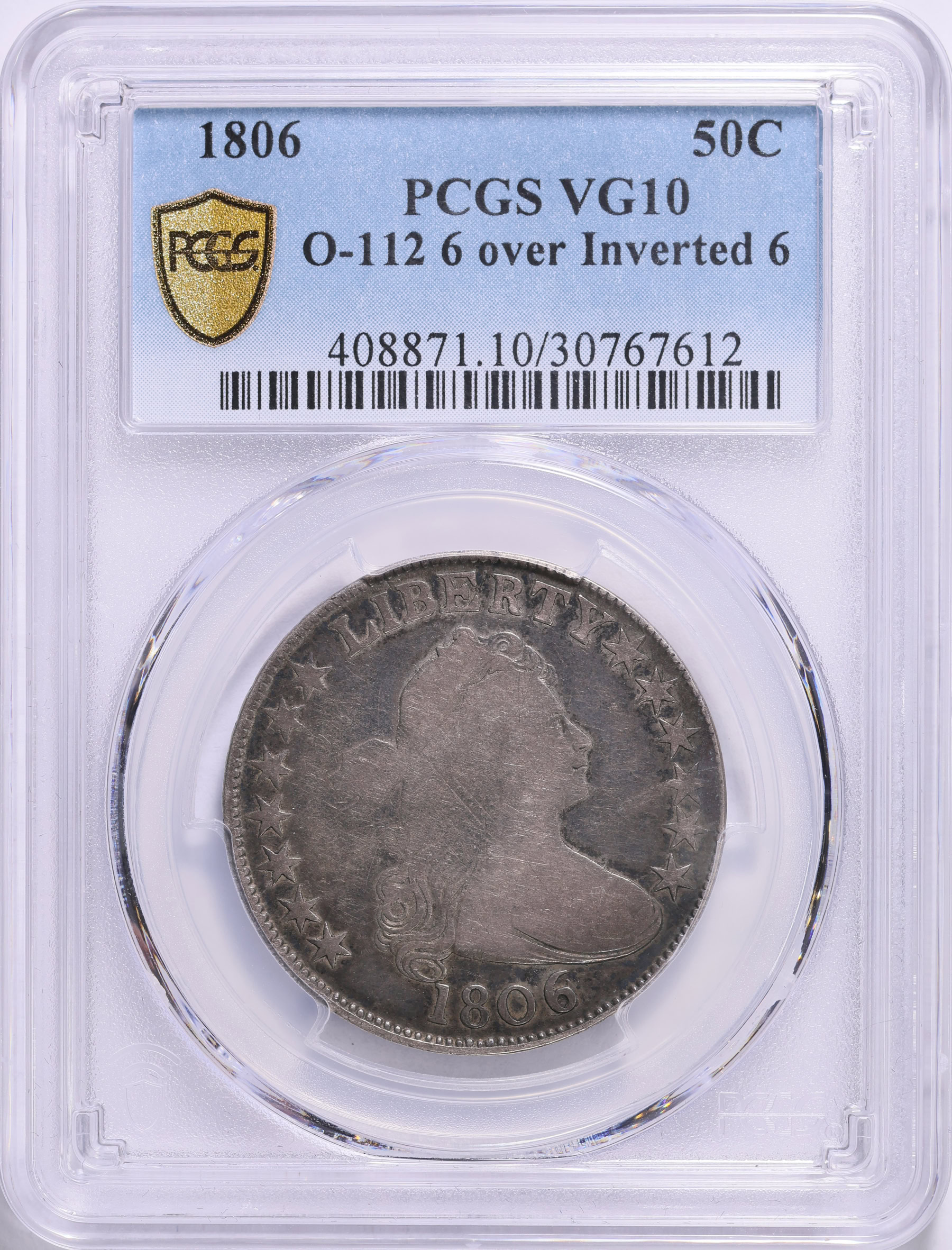 1806 Draped Bust Half Dollar 6 over Inverted 6 Overton 112 PCGS VG-10 (Item 1849690 ...