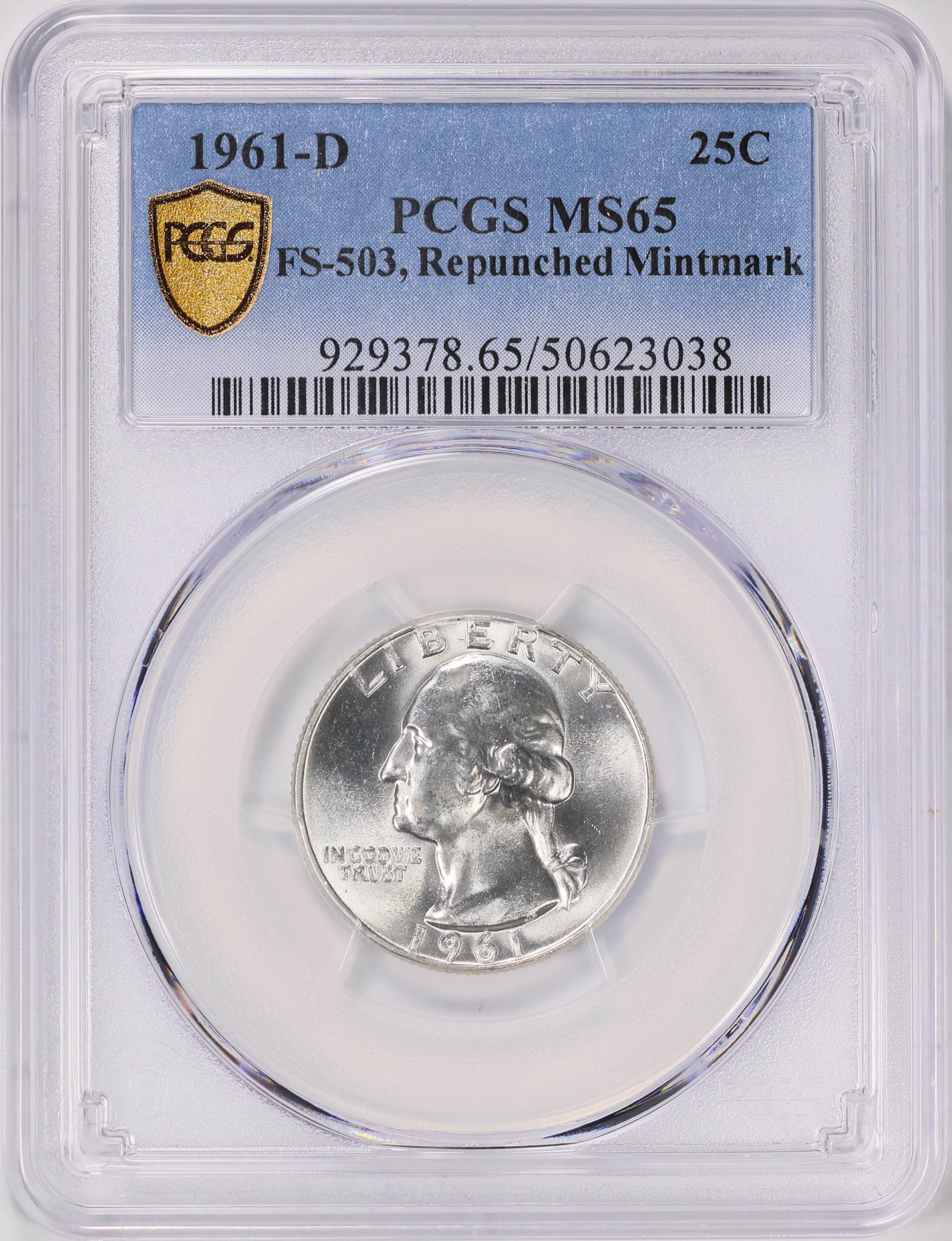 1961-D Washington Quarter Repunched Mintmark FS-503 PCGS MS-65 | PCGS Cert #50623038 ...