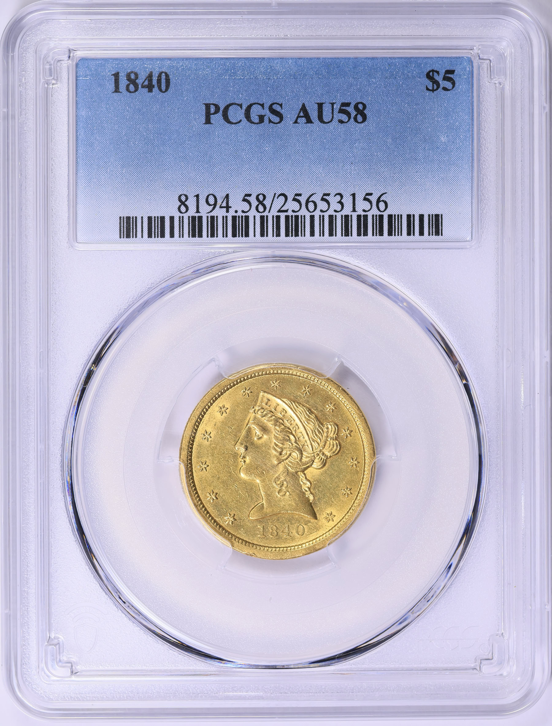 1840 Liberty Gold Half Eagle PCGS AU-58 (Item 1849738 ...