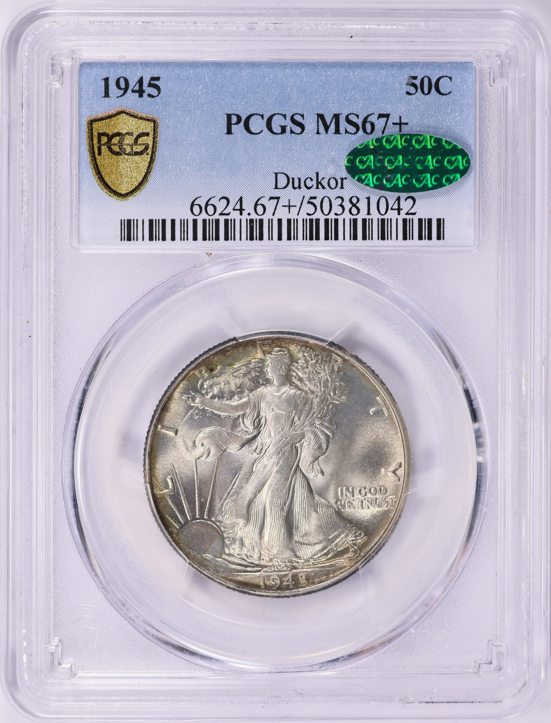 1945 Walking Liberty Half Dollar PCGS MS-67+ (CAC Green) (Duckor Collection) (Item 1849742 ...